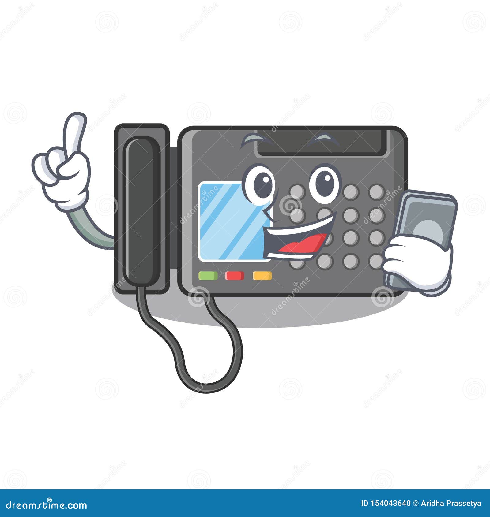 With Phone Fax Machine Isolated in the Mascot Stock Vector ...