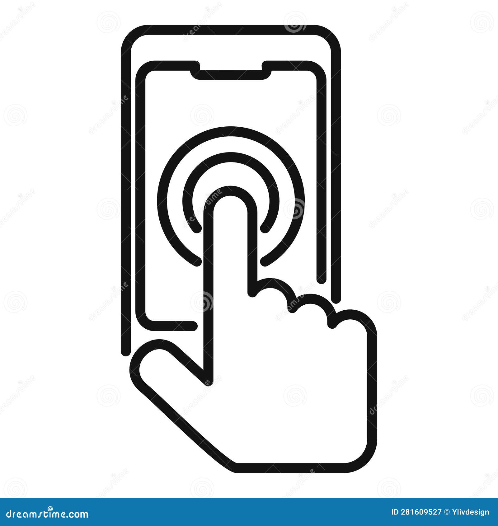 Phone Finger Touch Icon Outline Vector. Using App Stock Vector ...