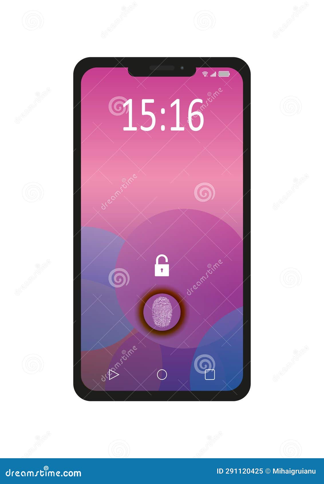 Phone Fingerprint Unlock Vector. Fingerprint Unlock Stock Illustration ...
