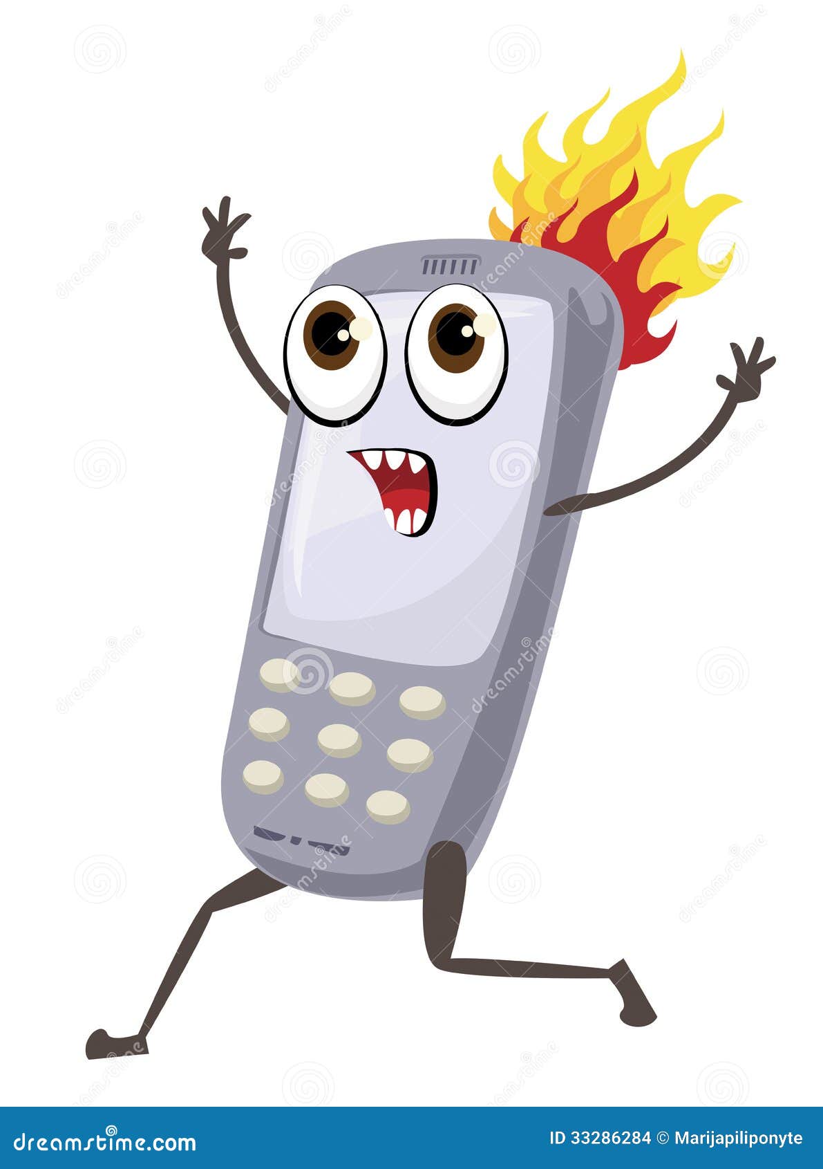 Phone on fire stock illustration. Illustration of face - 33286284