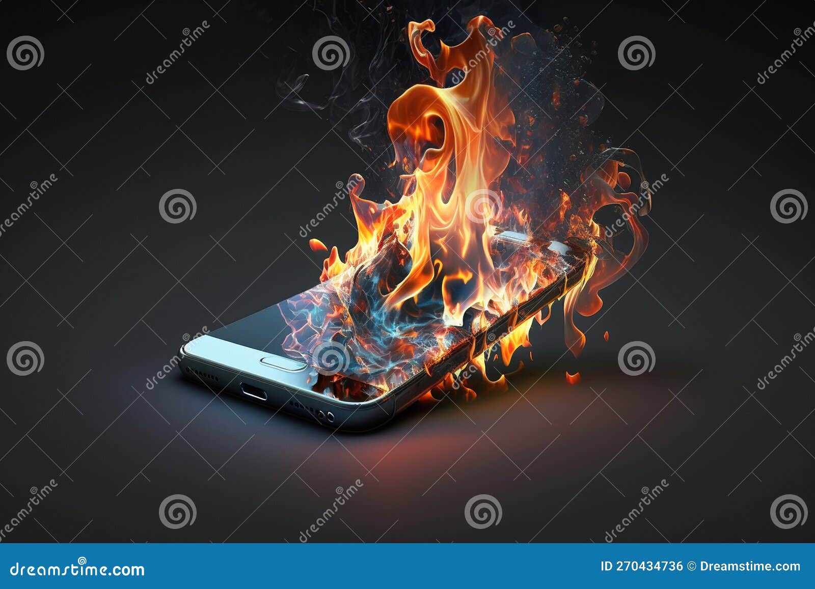 Phone on Fire, Exploding, Illustration Ai Stock Illustration ...