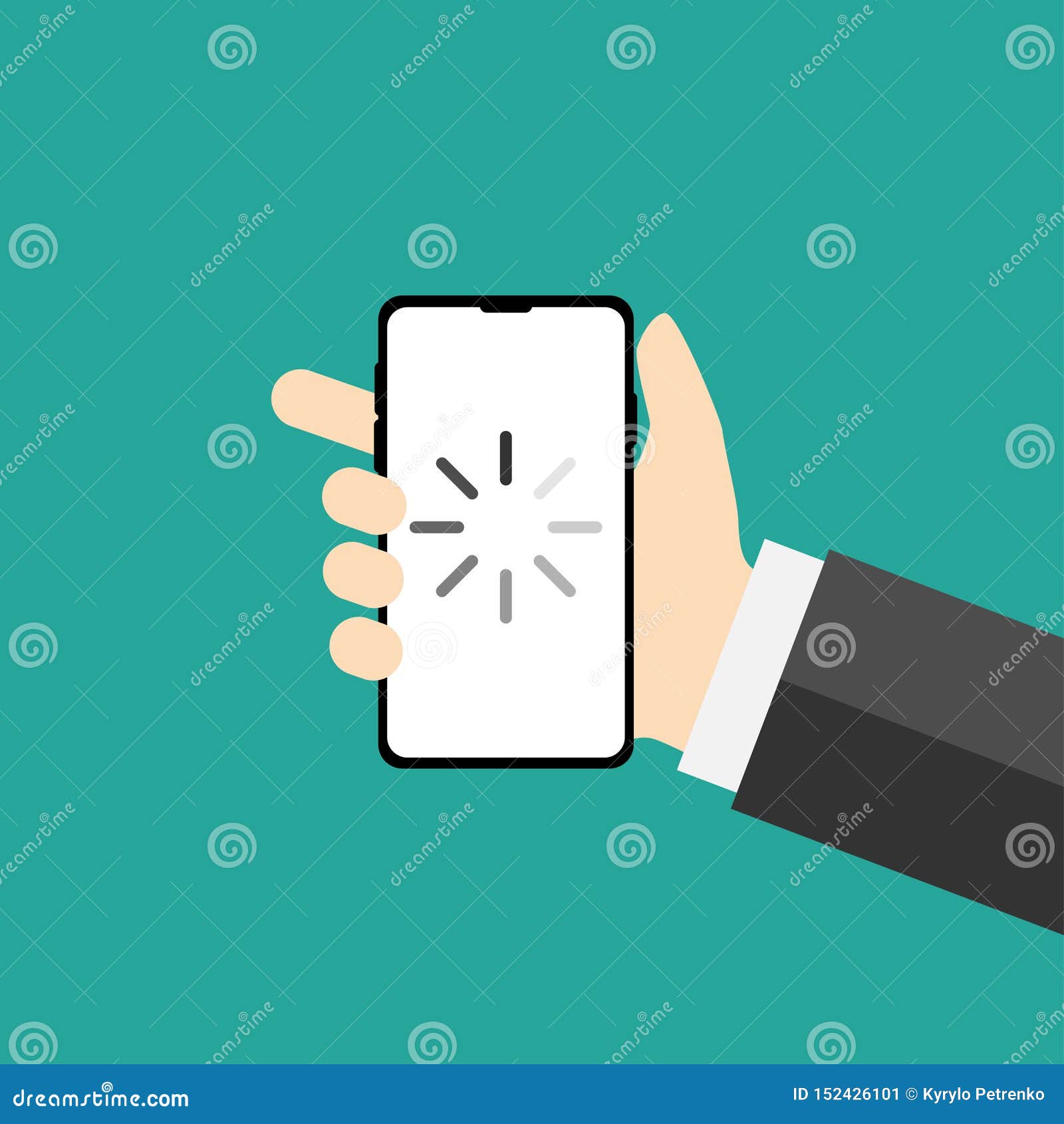 Phone in Flat Design Showing Loading Sign Stock Illustration ...