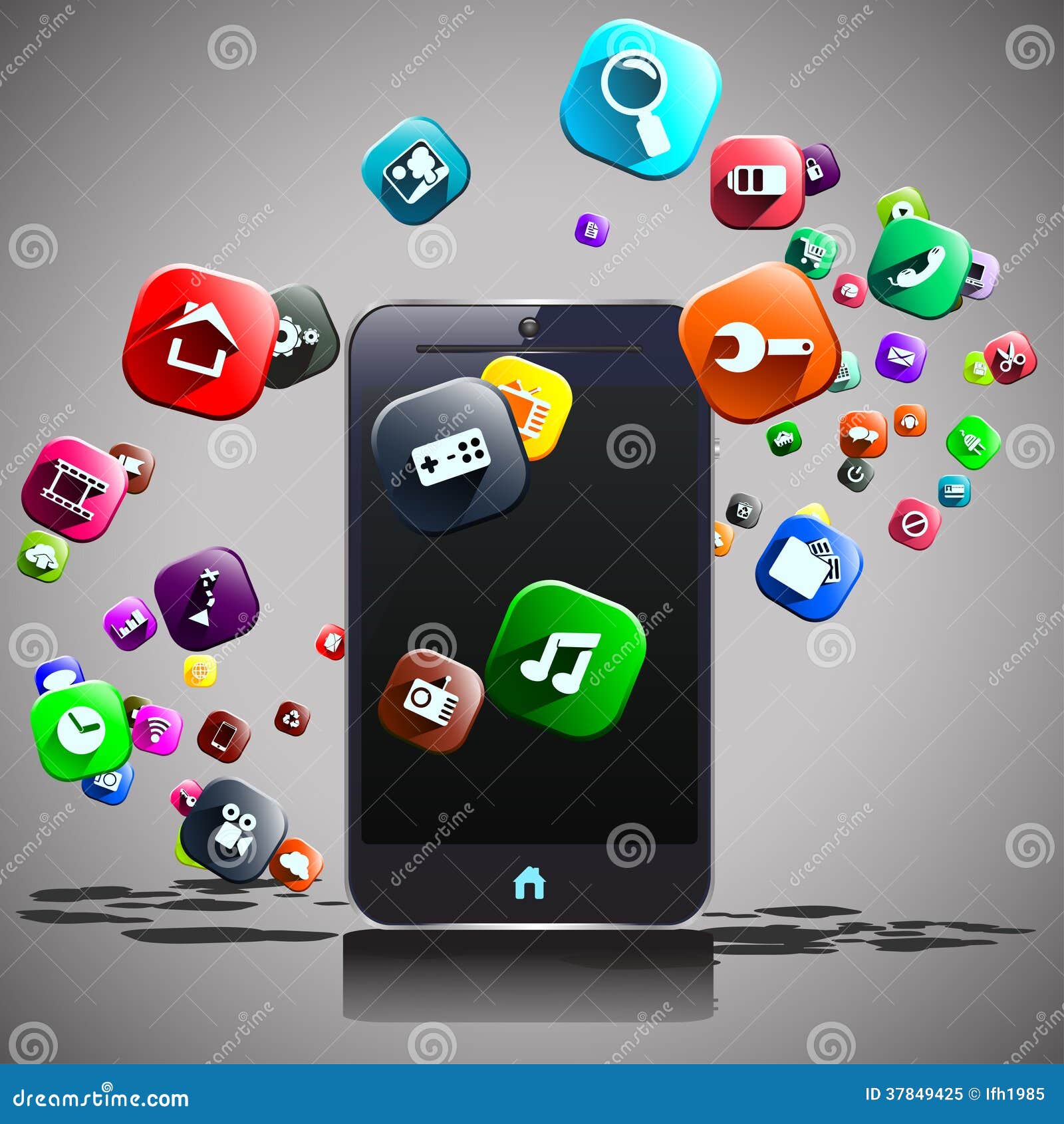 Phone and flying icons stock vector. Illustration of flying - 37849425