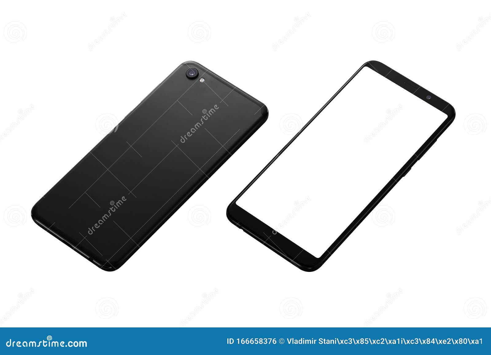 Phone Front and Back Side Isolated Mockup. Modern Phone with Thin Edges ...