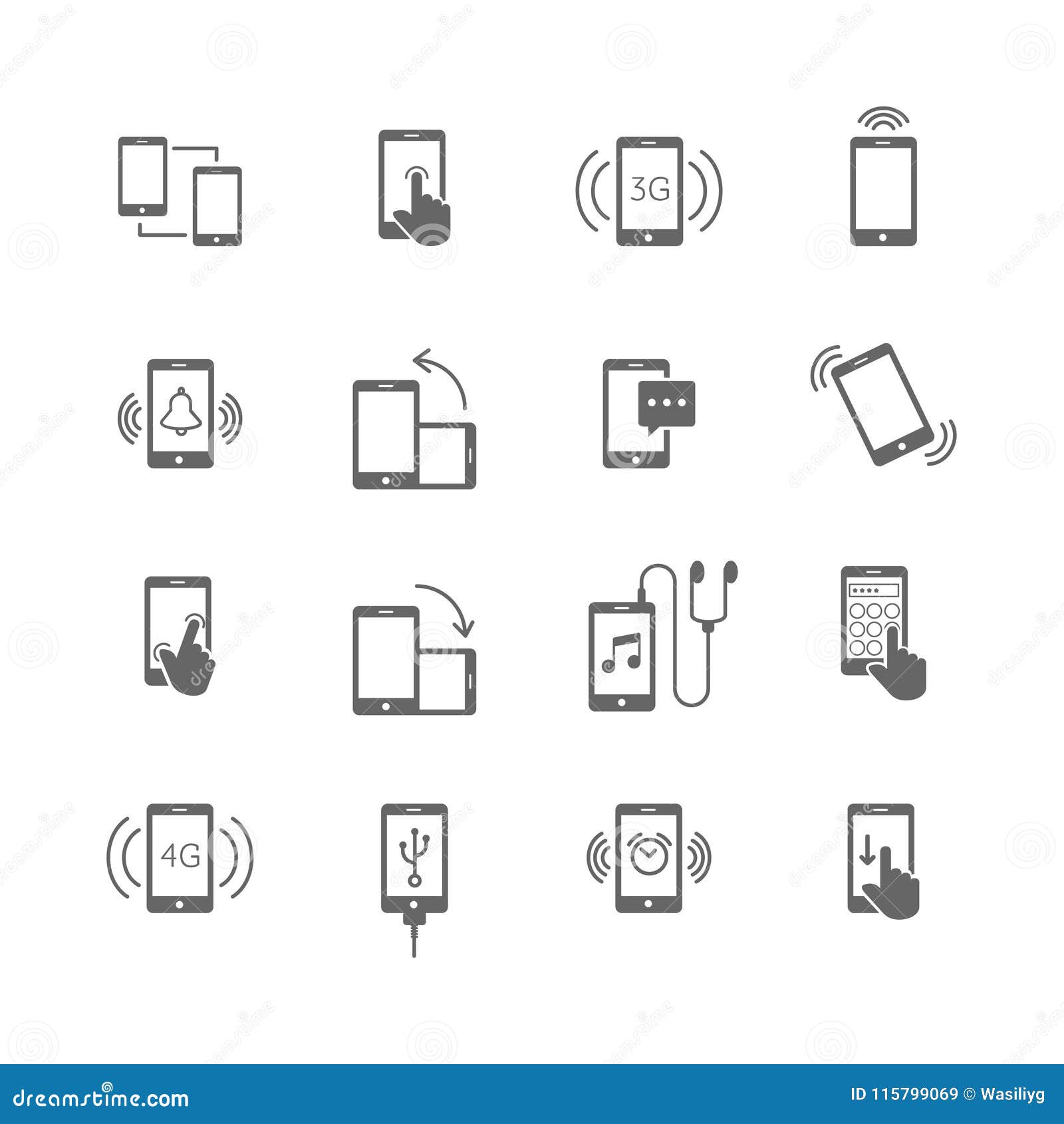 Phone Functions and Phone Technologyflat Gray Icons Set of 16 Stock ... Phone Functions and Phone Technologyflat Gray Icons Set of 16 Stock ...