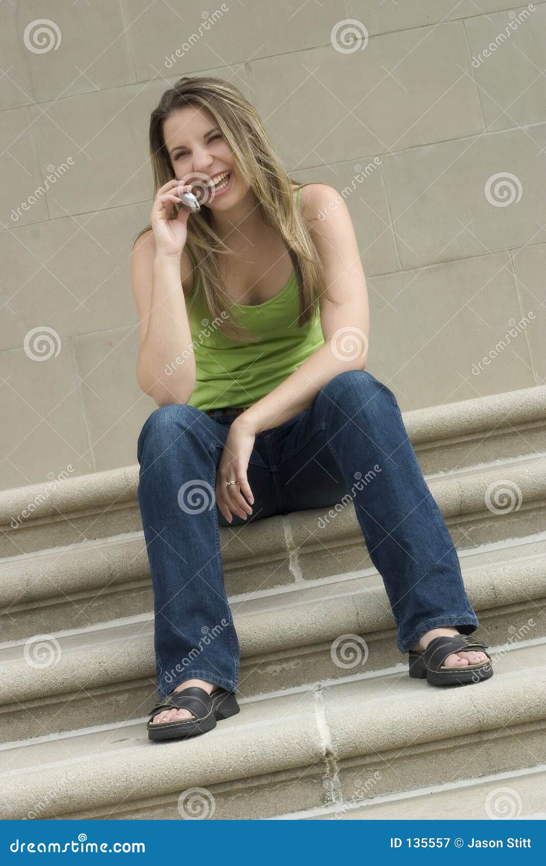 Phone Girl stock image. Image of smile, steps, beauty, laughing - 135557