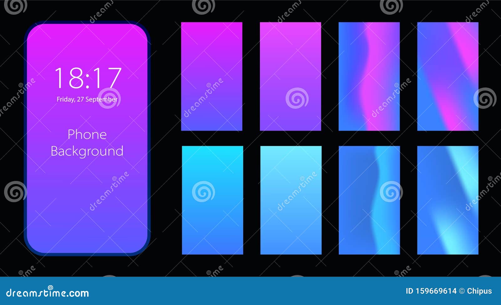 Phone Gradient Background with Saturated Colors Stock Vector ...