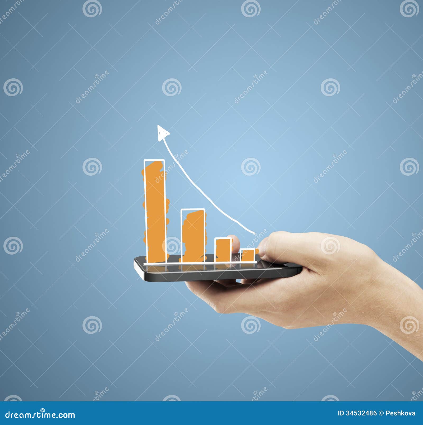 Phone with graph stock photo. Image of graphic, communicator - 34532486