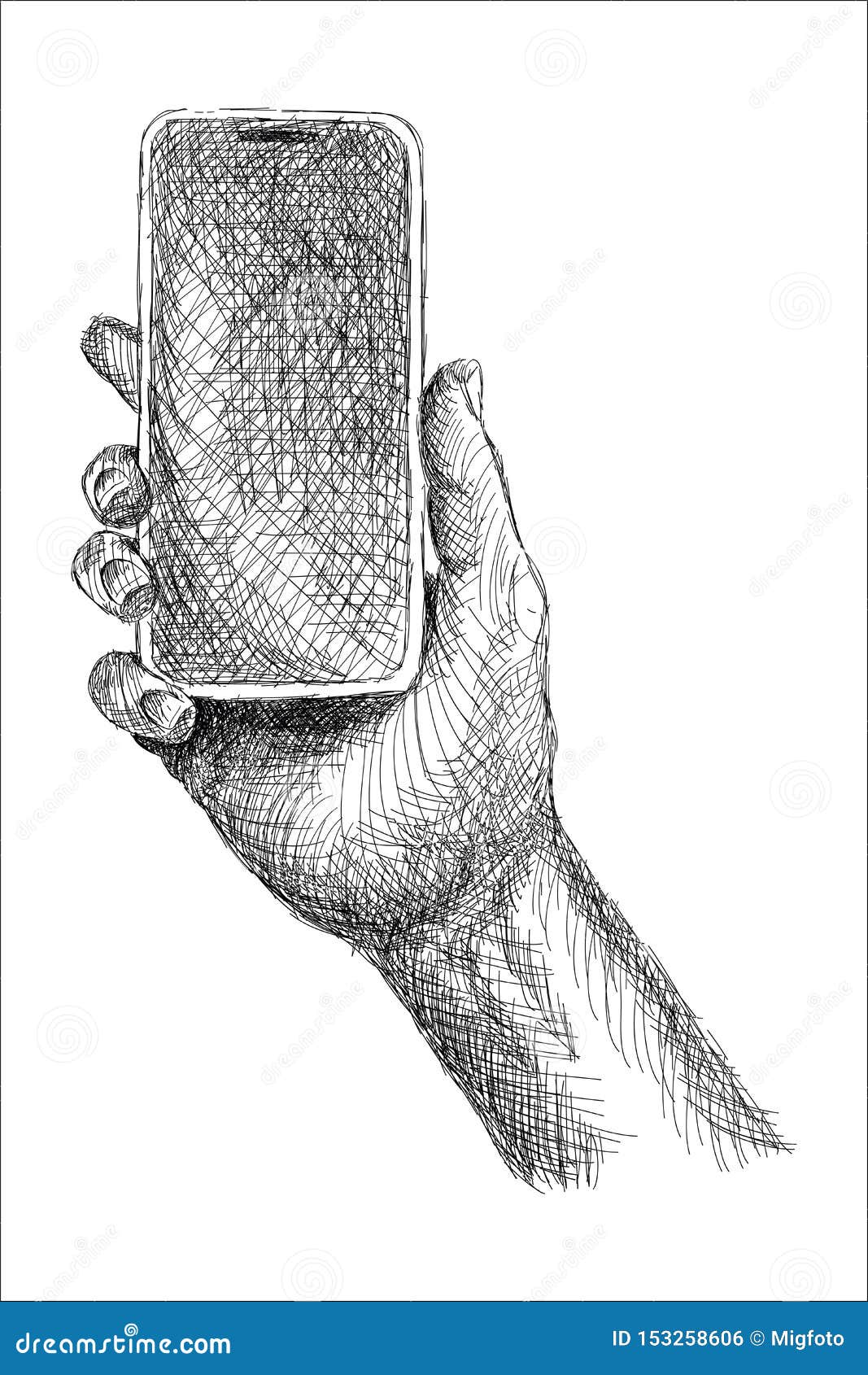 Phone in hand. stock vector. Illustration of speak, call - 153258606