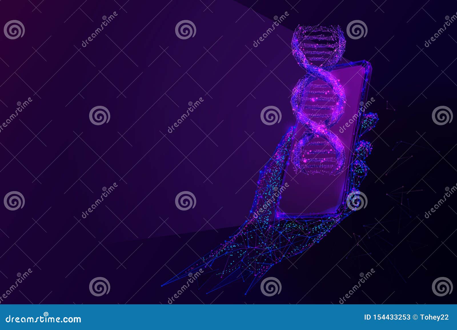 Genetic Science, Purple Biotechnology Low Poly Wireframe Illustration ...