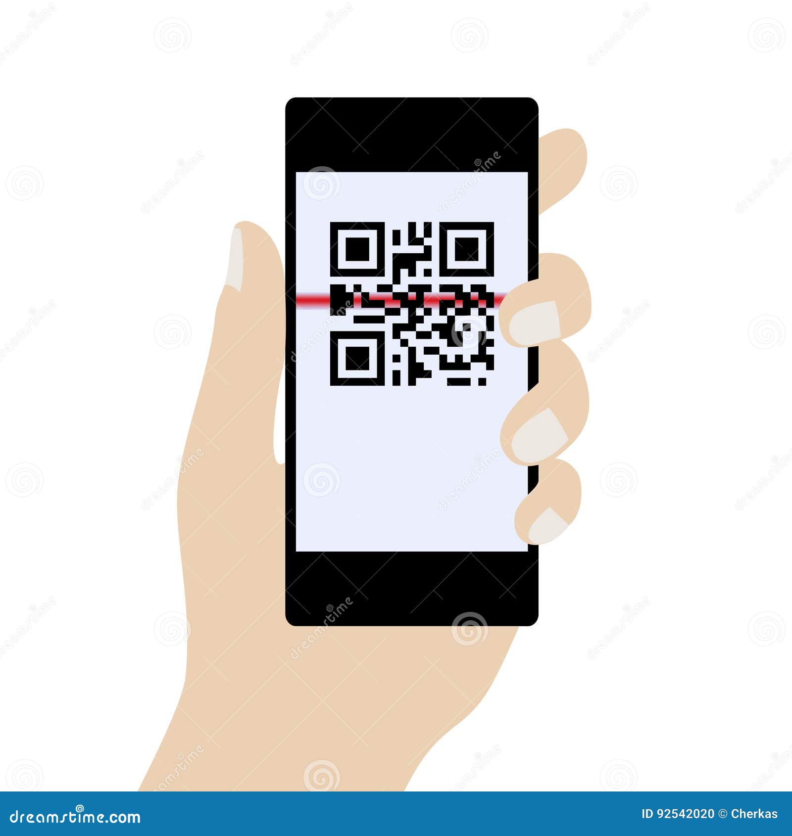 Hand With Scanning QR Code. Using A Taxi Cartoon Vector | CartoonDealer ...