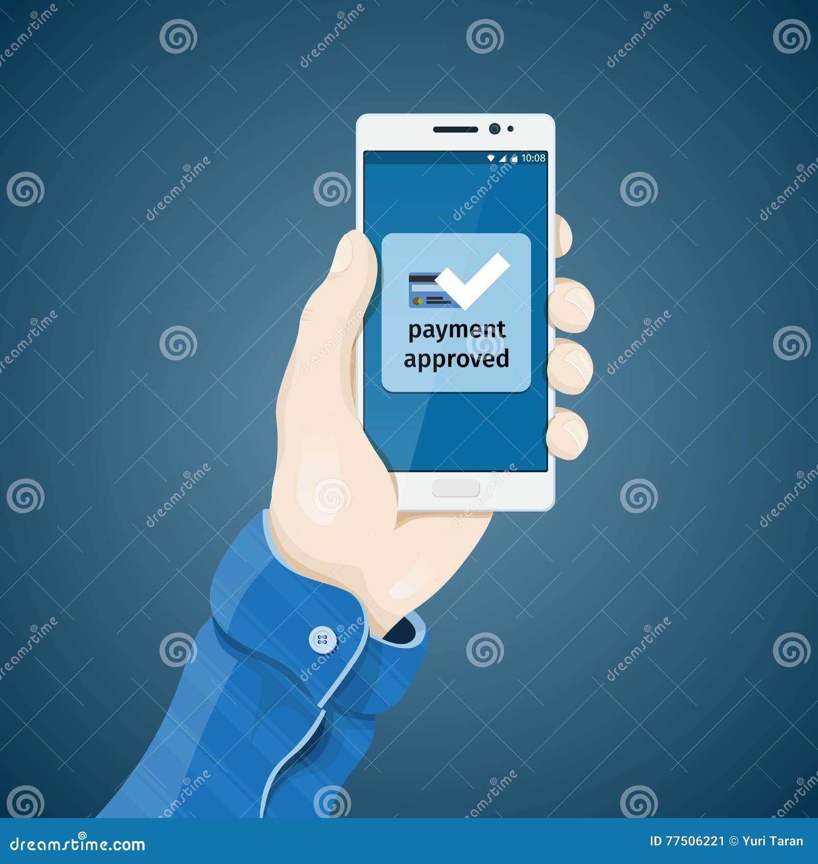 Phone in Hand Vector Illustration in Flat Style. Stock Vector ...