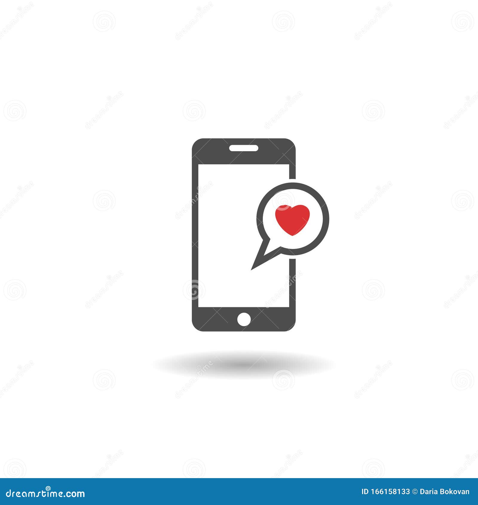 Phone with heart icon stock illustration. Illustration of mariage ...