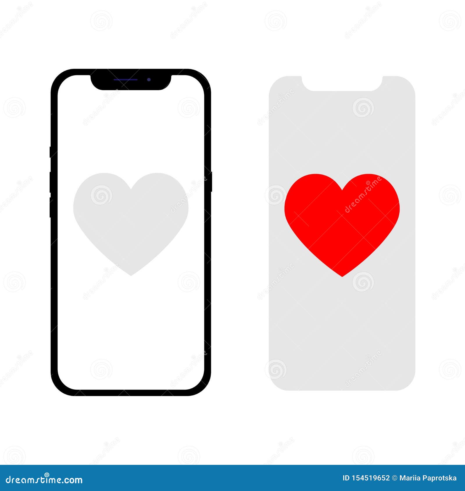 Phone with a Heart Like a Message. Vector Illustration in Flat Style ...