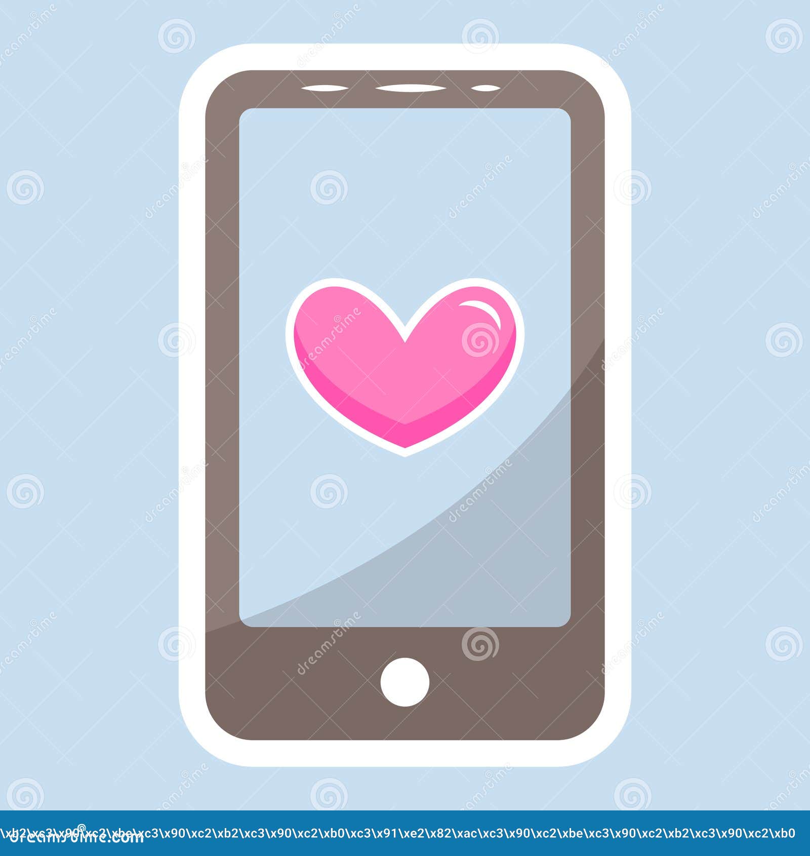 Phone with heart sticker stock vector. Illustration of mobile - 258475884