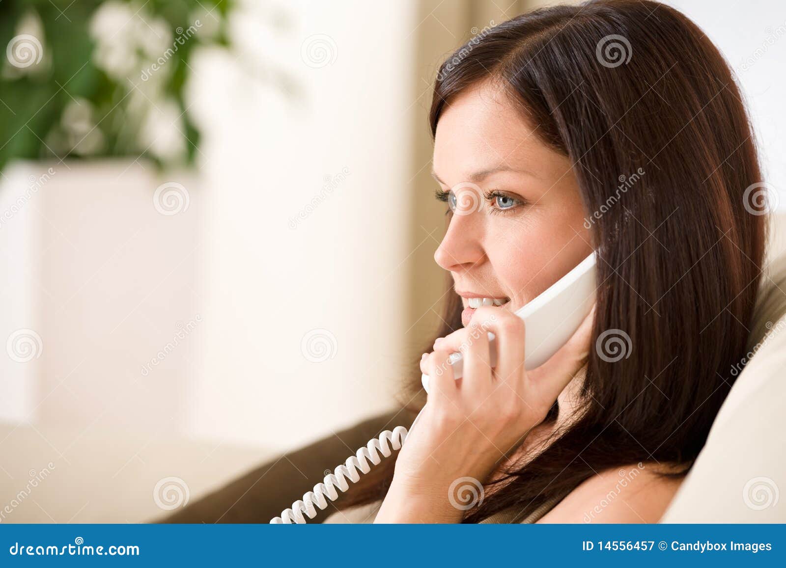 On the Phone Home - Woman Calling Stock Image - Image of telephone ...