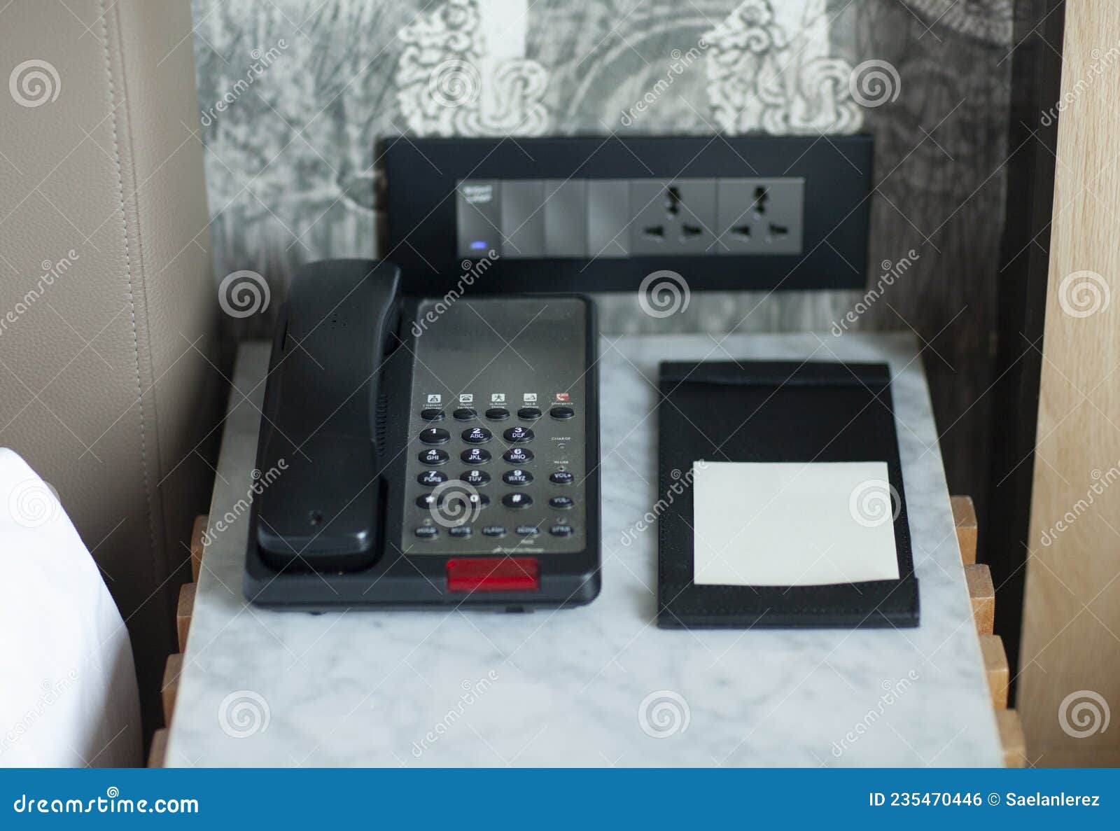 Phone in Hotel Room with Note Paper Stock Photo - Image of corporate ...