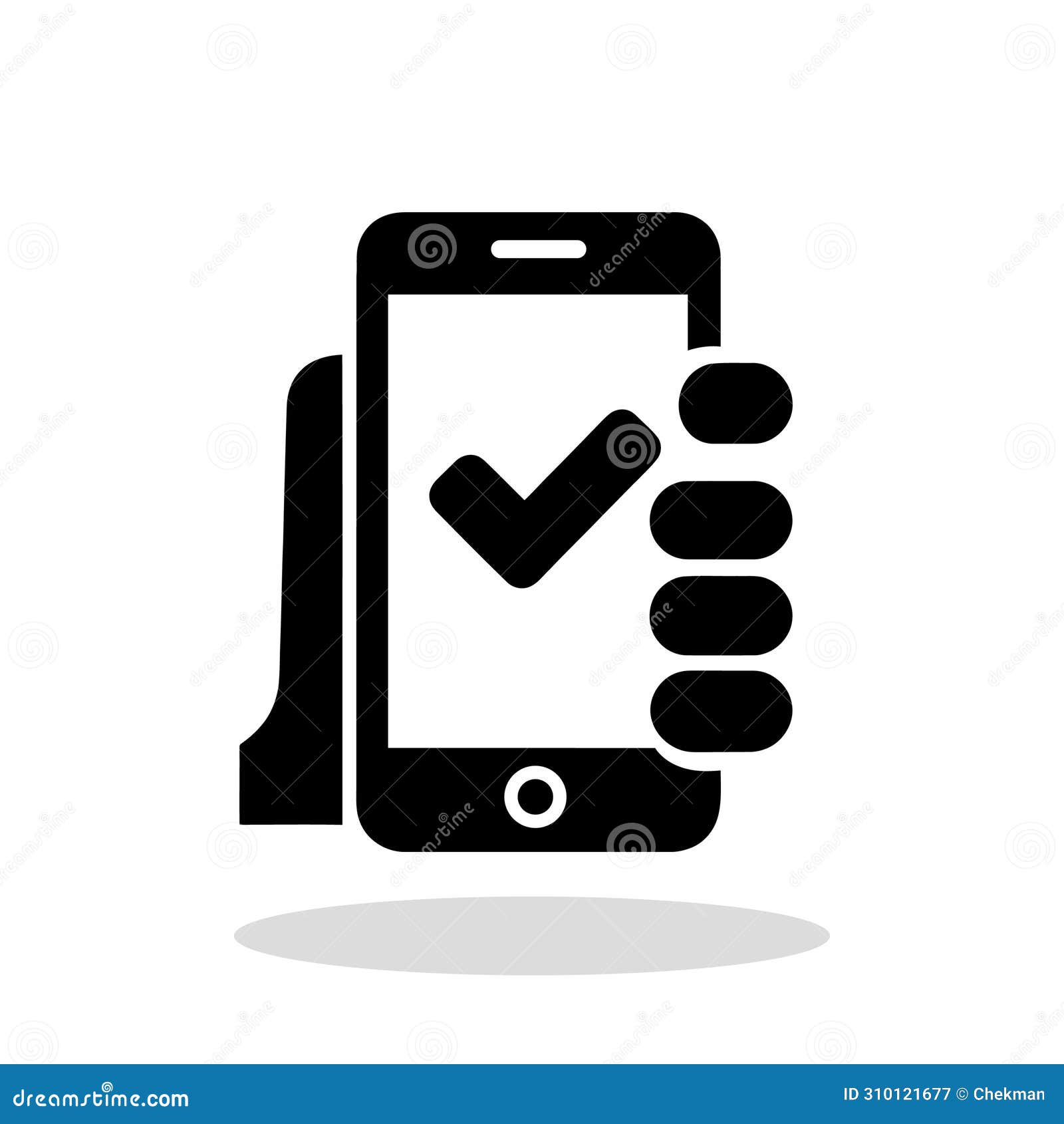 Phone Icon. Black Smartphone Icon with a Check Mark. Approved Symbol ...