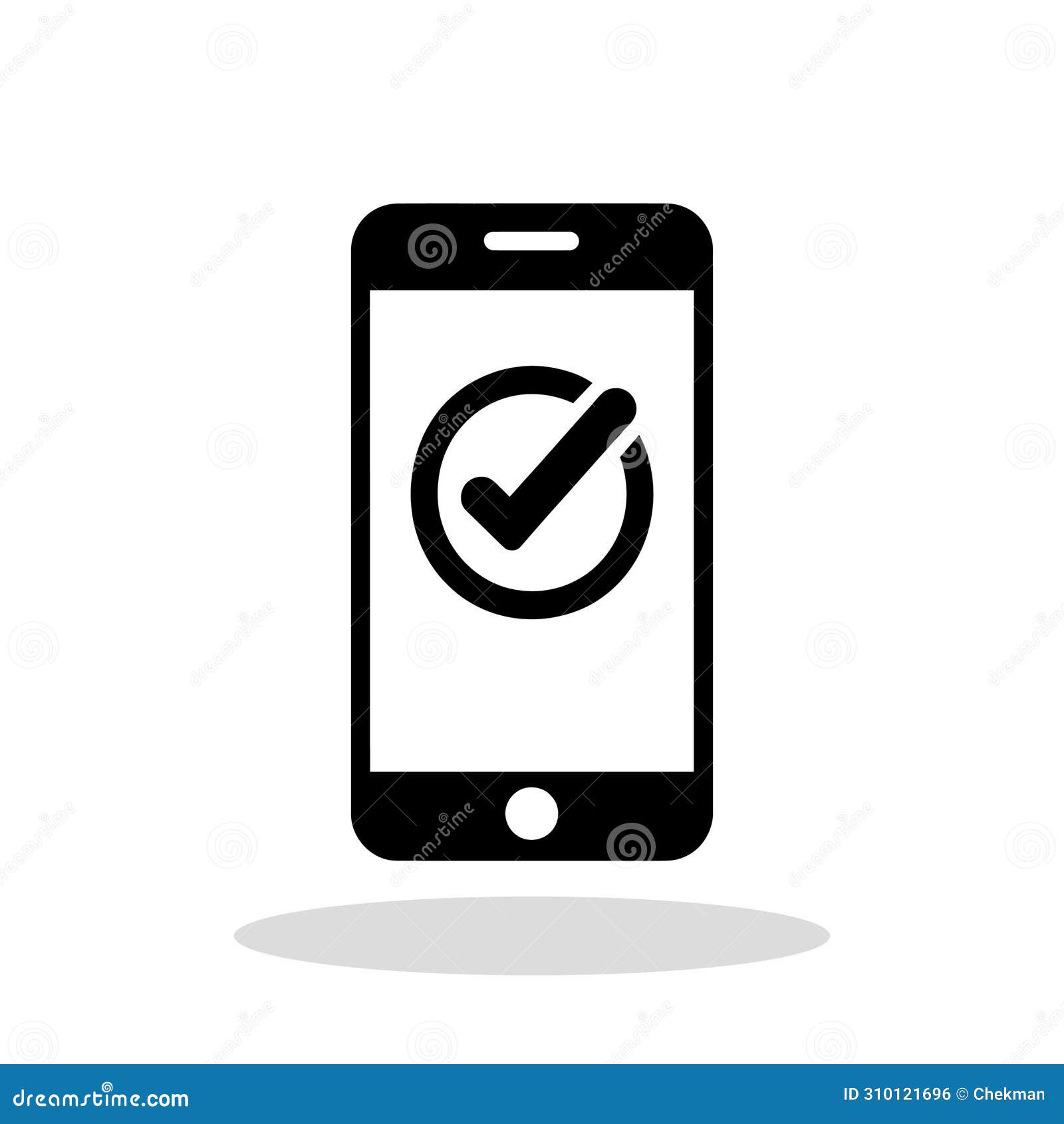 Phone Icon. Black Smartphone Icon with a Check Mark. Approved Symbol ...