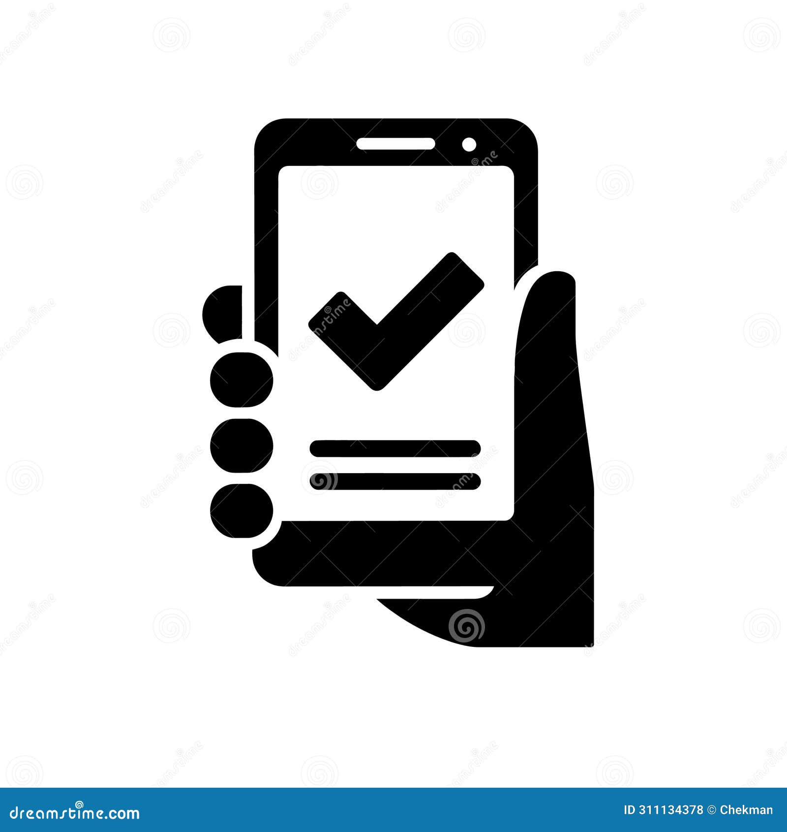 Phone Icon. Black Smartphone Icon with a Check Mark. Approved Symbol ...