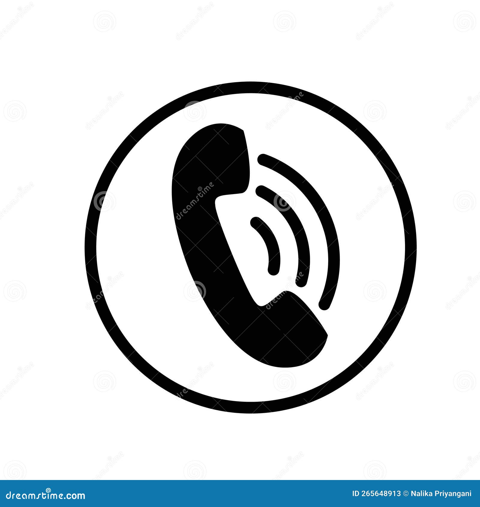 Phone Icon in Black with Waves. Stock Vector - Illustration of phone ...