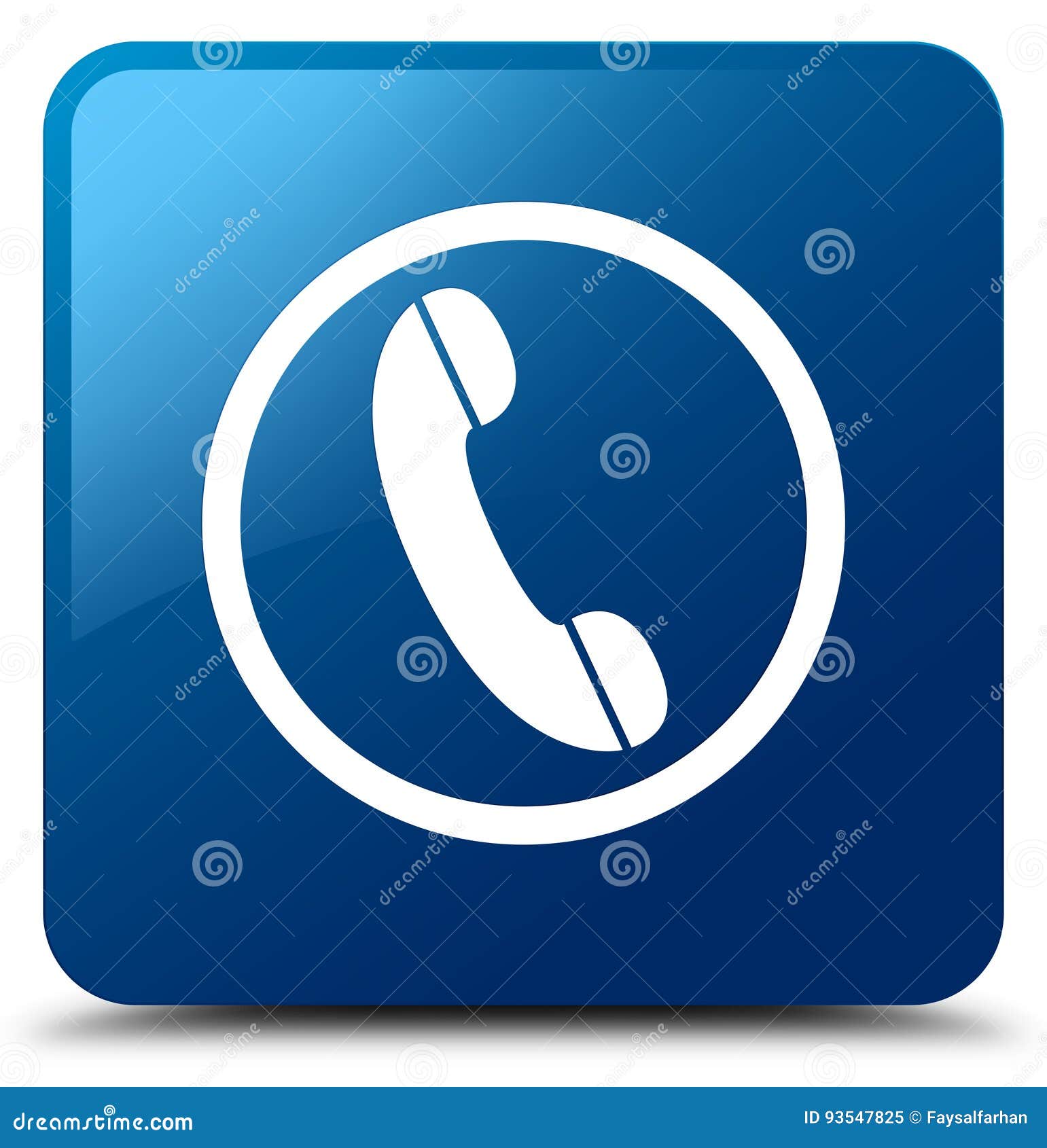 Phone Icon Blue Square Button Stock Illustration - Illustration of ...