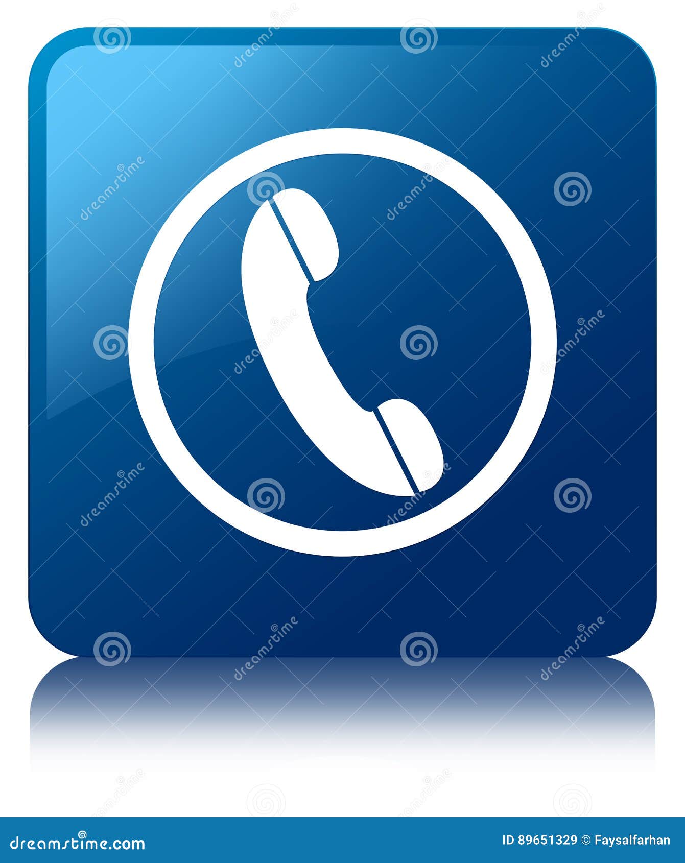 Phone Icon Blue Square Button Stock Illustration - Illustration of ...