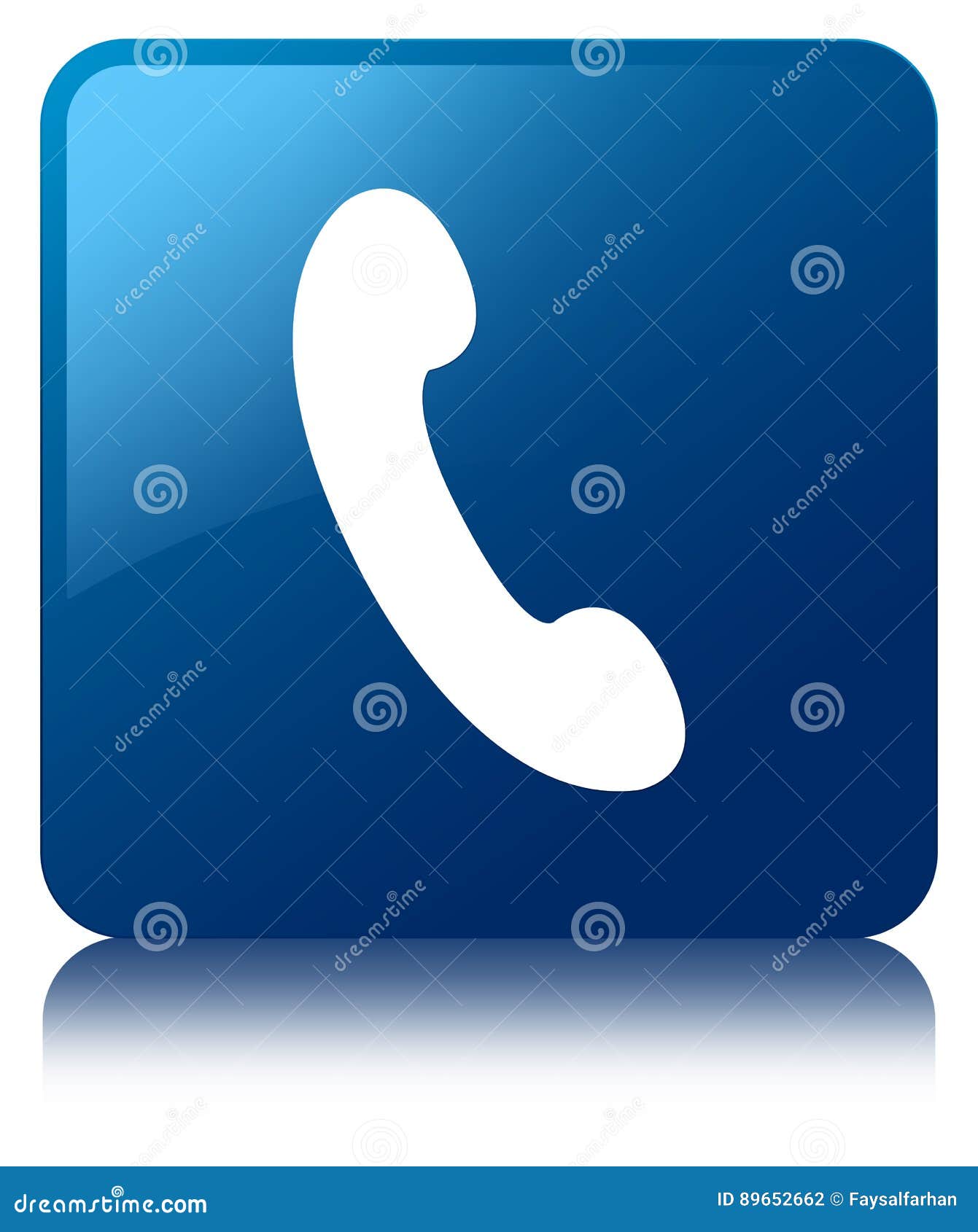 Phone Icon Blue Square Button Stock Illustration - Illustration of sign ...