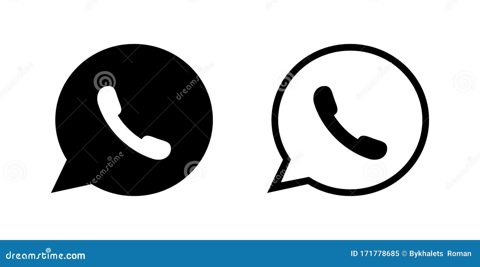 Phone Icon with Bubble. Vector Isolated Icon. Bubble Contact Message ...
