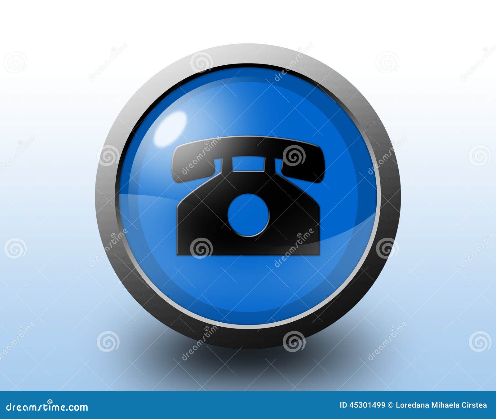 Phone Icon. Circular Glossy Button. Stock Illustration - Illustration ...