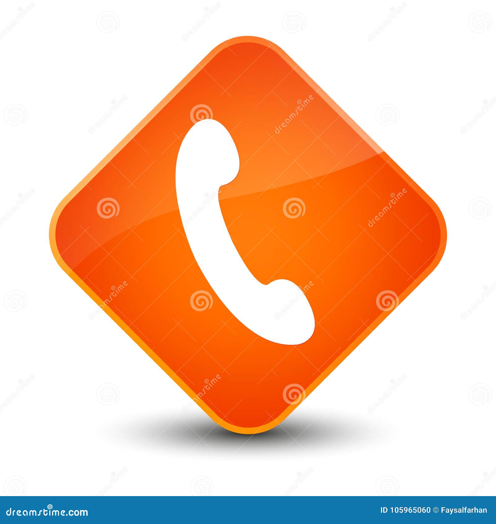 Phone Icon Elegant Orange Diamond Button Stock Illustration ...