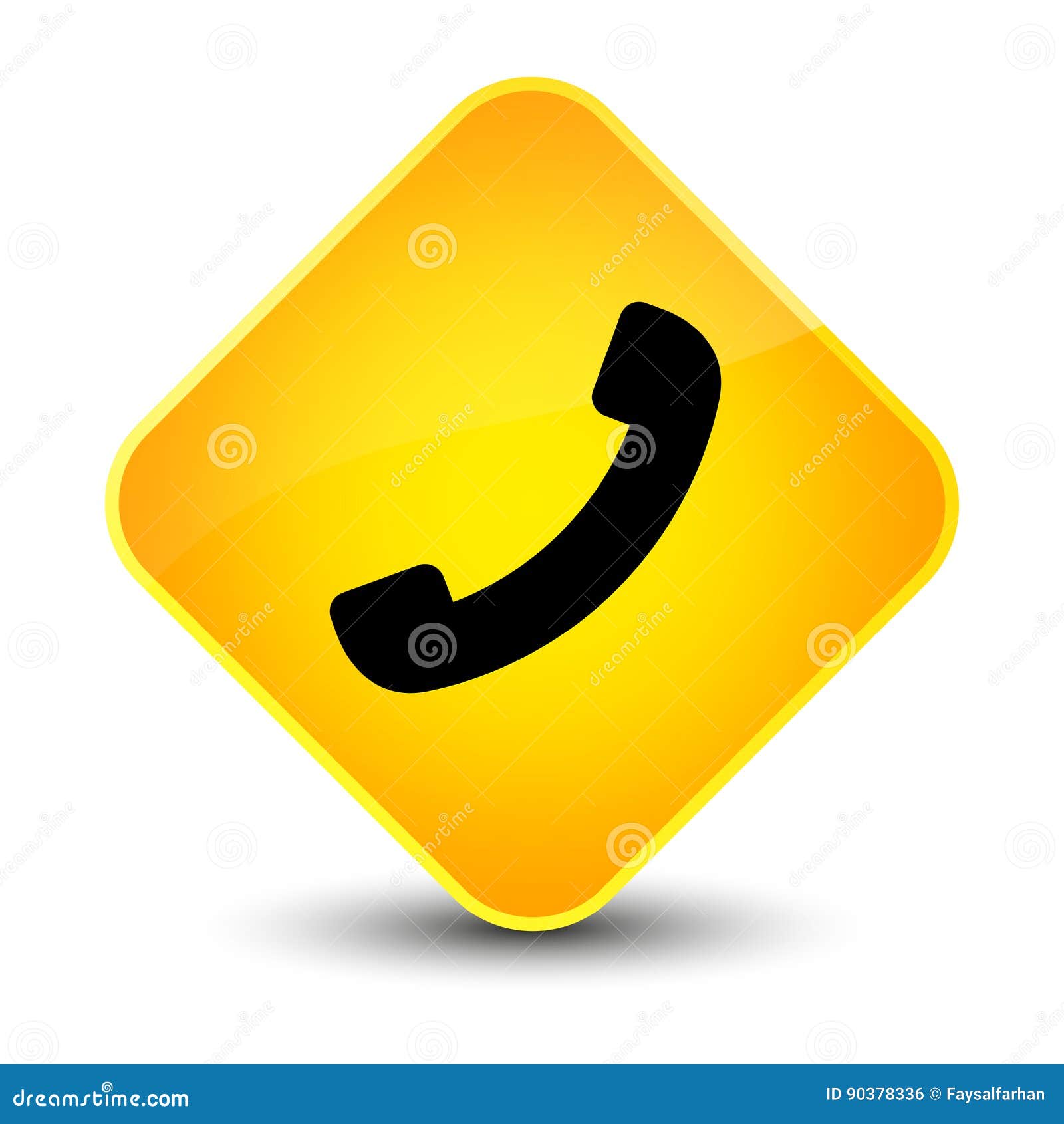 Phone Icon Elegant Yellow Diamond Button Stock Illustration ...