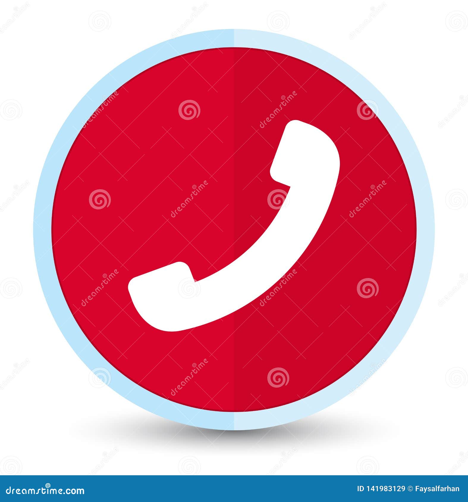 Phone Icon Flat Prime Red Round Button Stock Vector - Illustration of ...