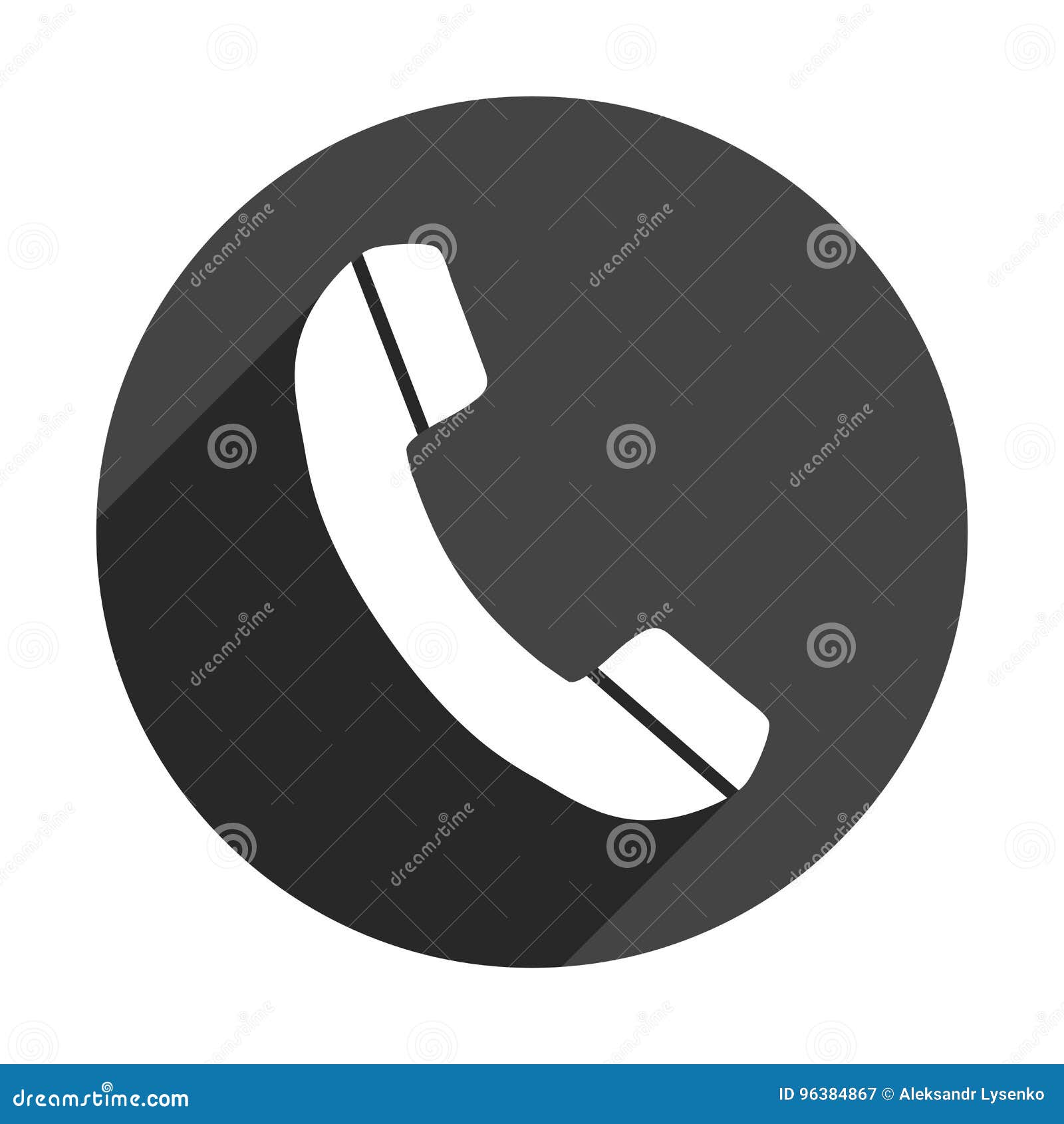 Phone Icon in Flat Style. Vector Illustration on Round Black Background ...