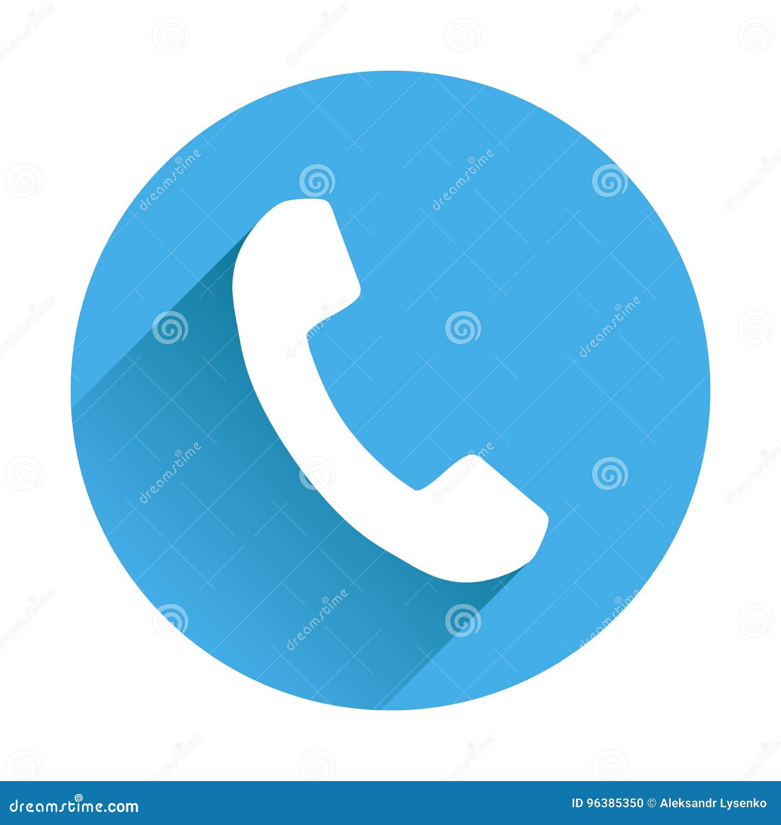 Phone Icon in Flat Style. Vector Illustration on Round Blue Back Stock ...