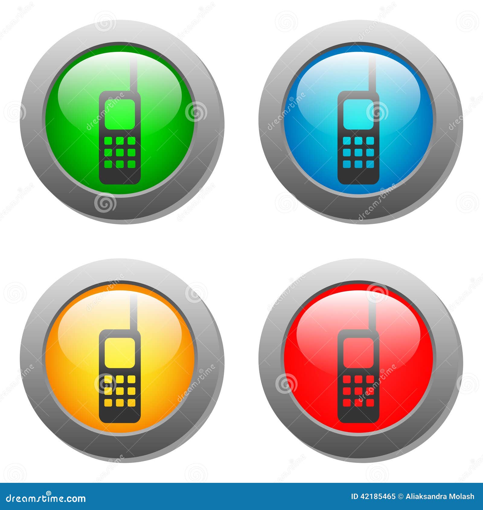 Phone Icon Glass Button Set Stock Vector - Illustration of cell ...