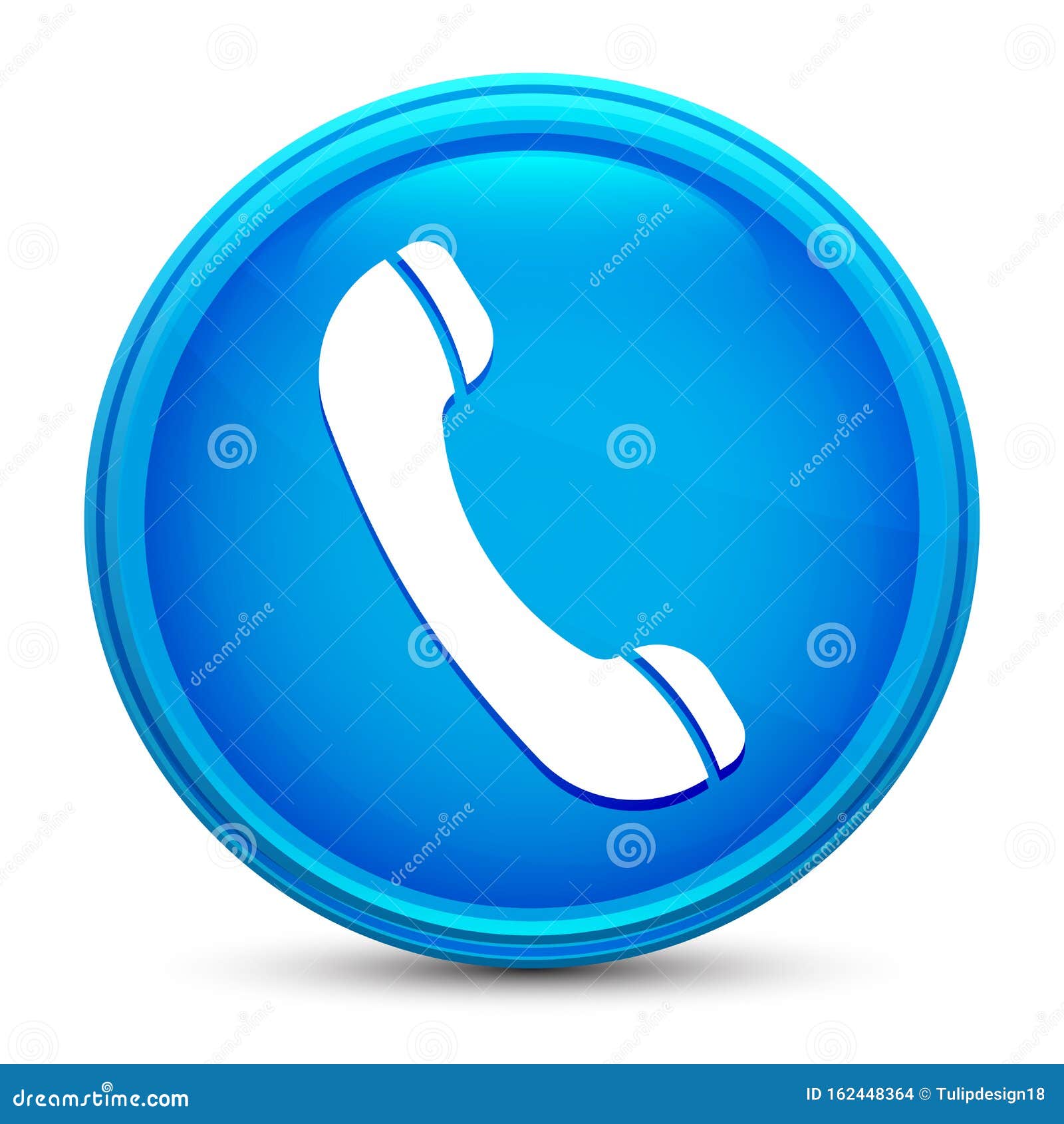 Phone Icon Glass Shiny Blue Round Button Isolated Design Vector ...