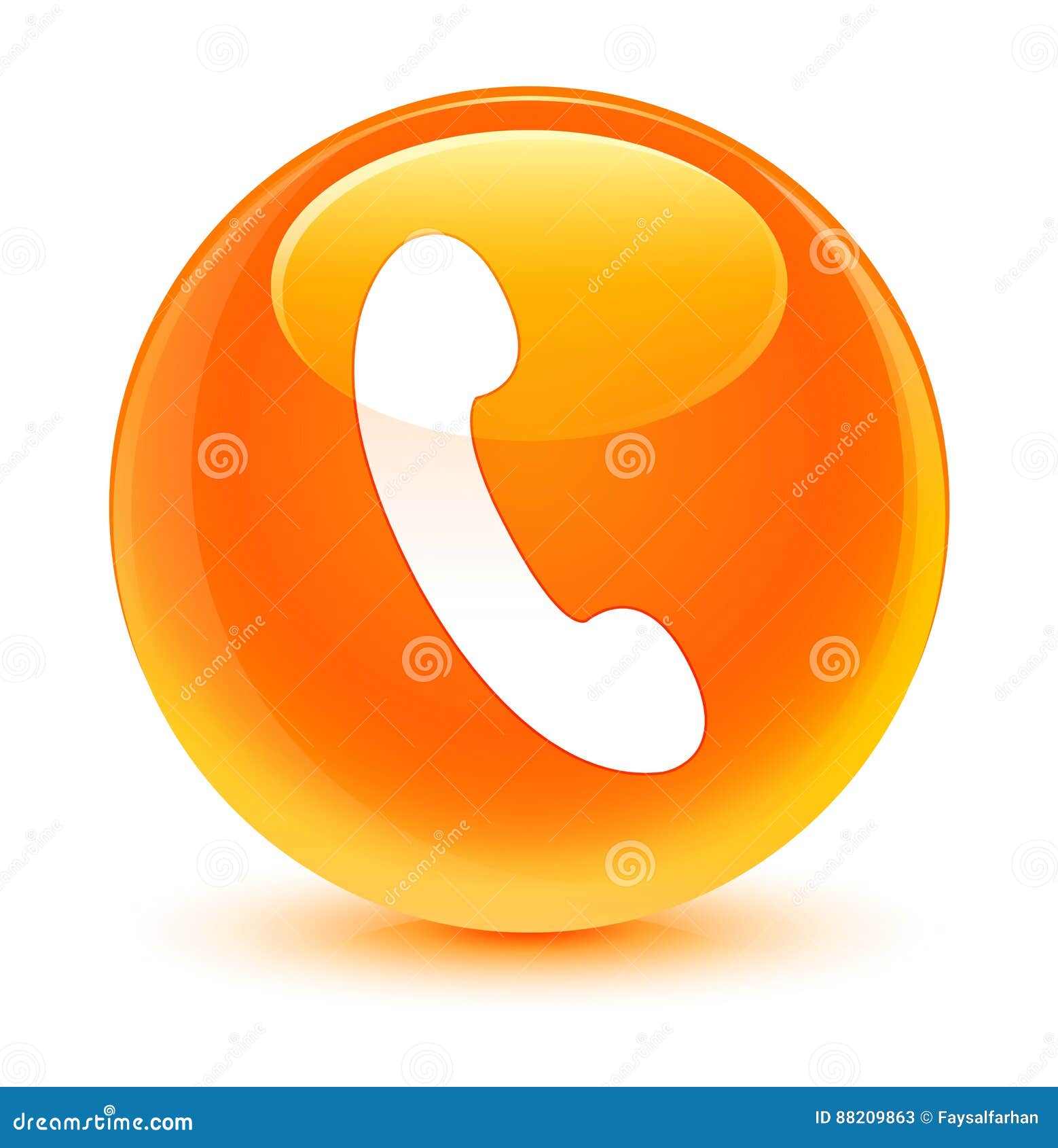 Phone Icon Glassy Orange Round Button Stock Illustration - Illustration ...