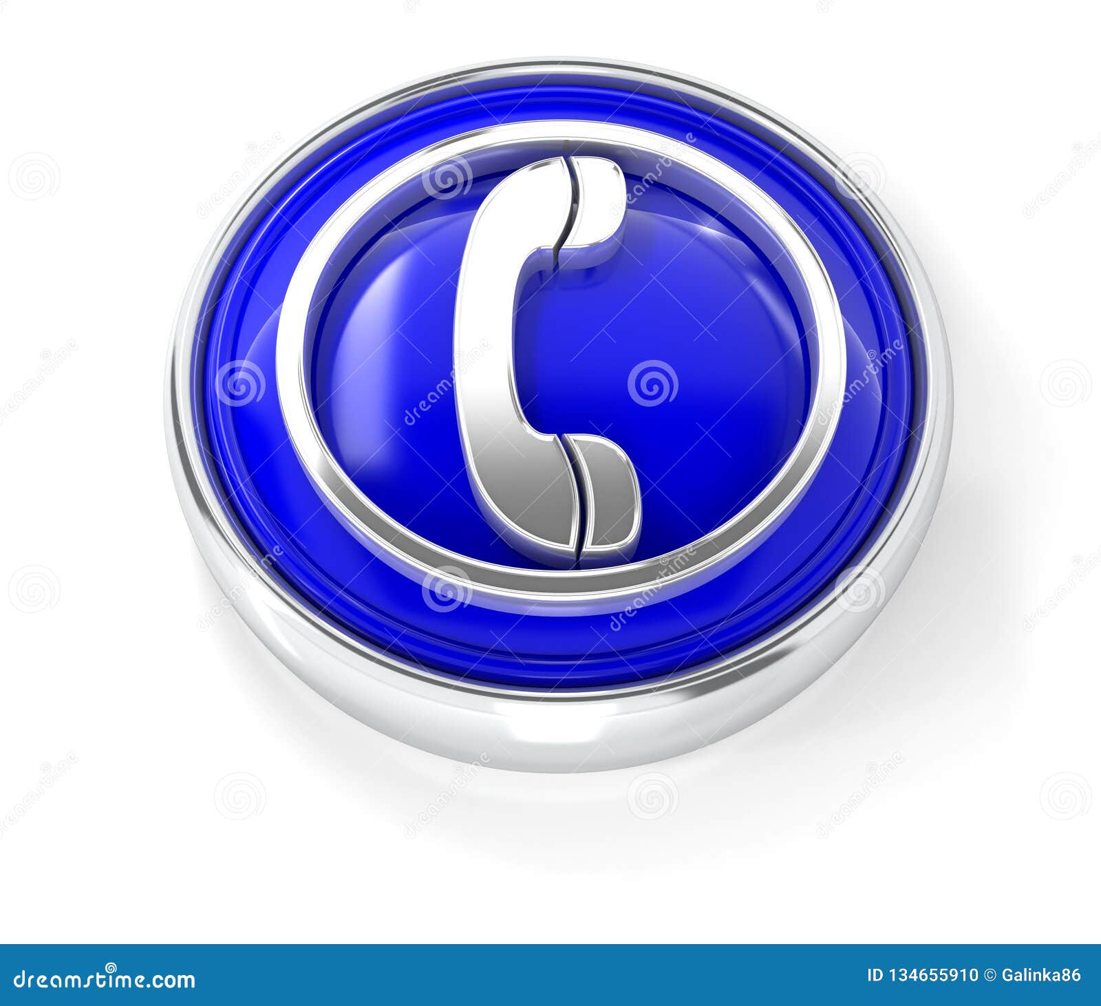 Phone Icon on Glossy Blue Round Button Stock Illustration ...
