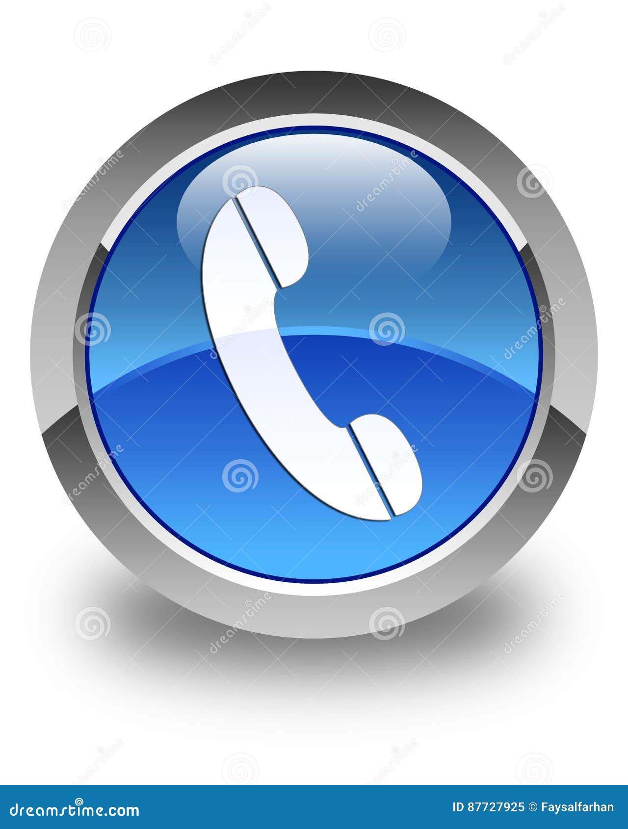 Phone Icon Glossy Blue Round Button Stock Illustration - Illustration ...