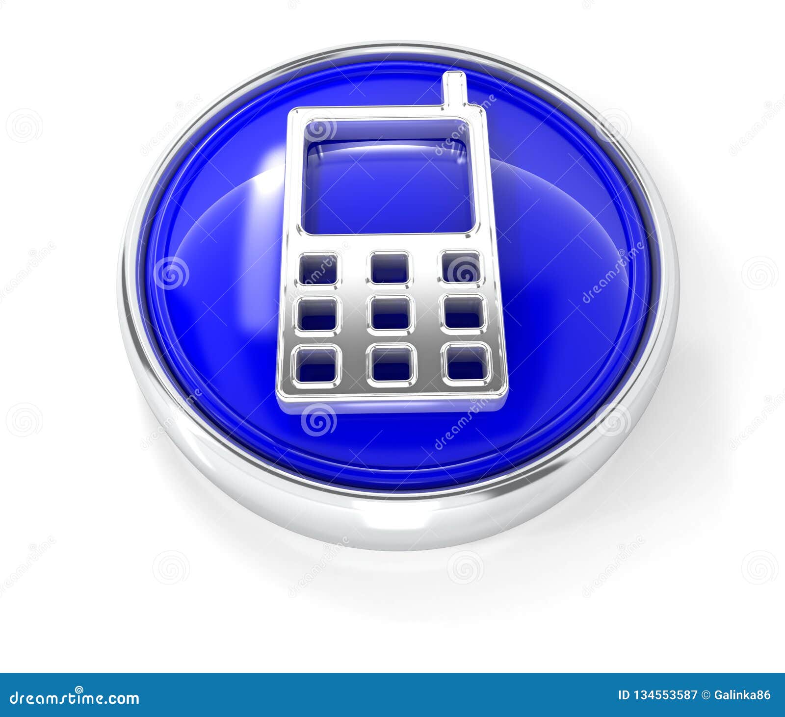 Phone Icon on Glossy Blue Round Button Stock Illustration ...