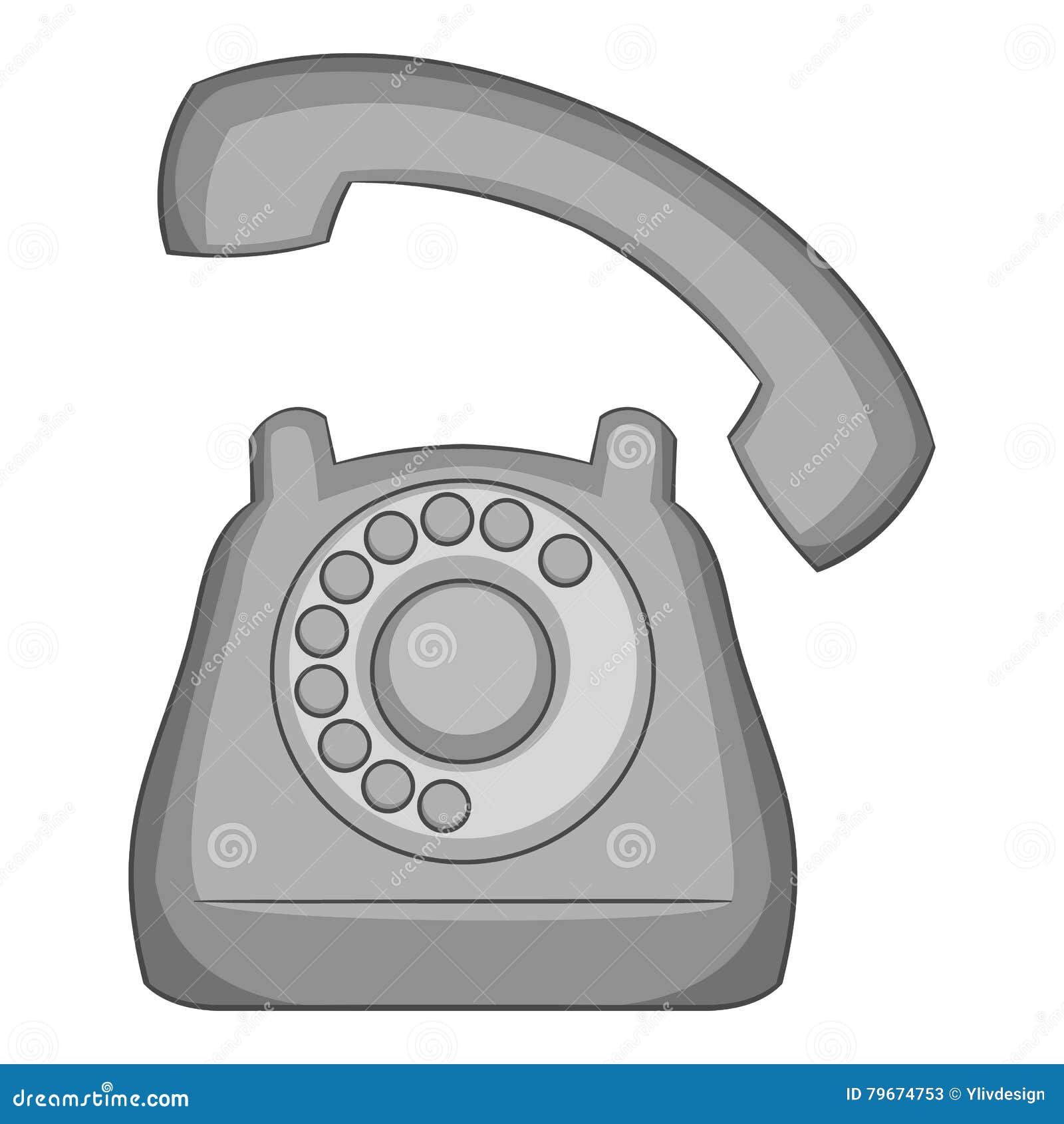 Phone Icon, Gray Monochrome Style Stock Vector - Illustration of line ...