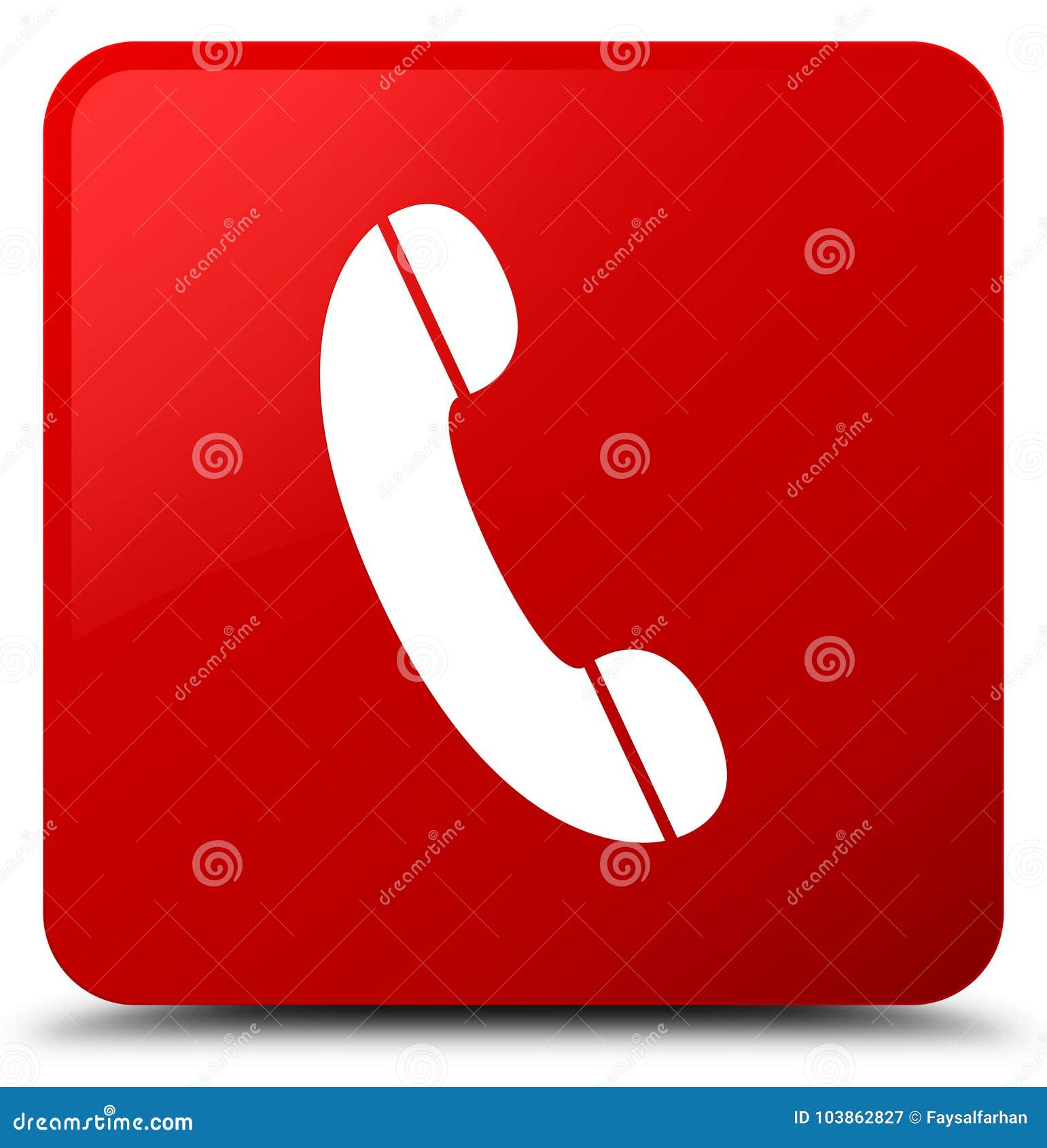 Phone Icon Red Square Button Stock Illustration - Illustration of sign ...