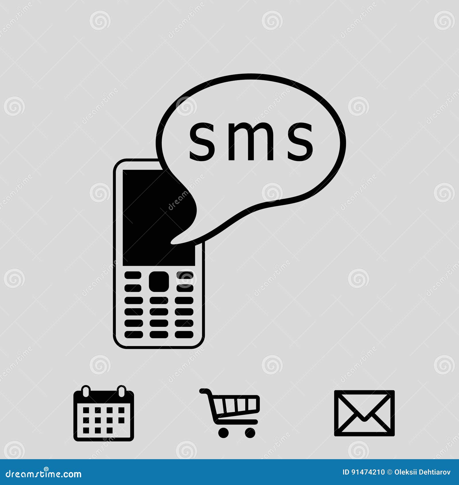 Phone Icon with Message Stock Vector Illustration Flat Design Stock ...