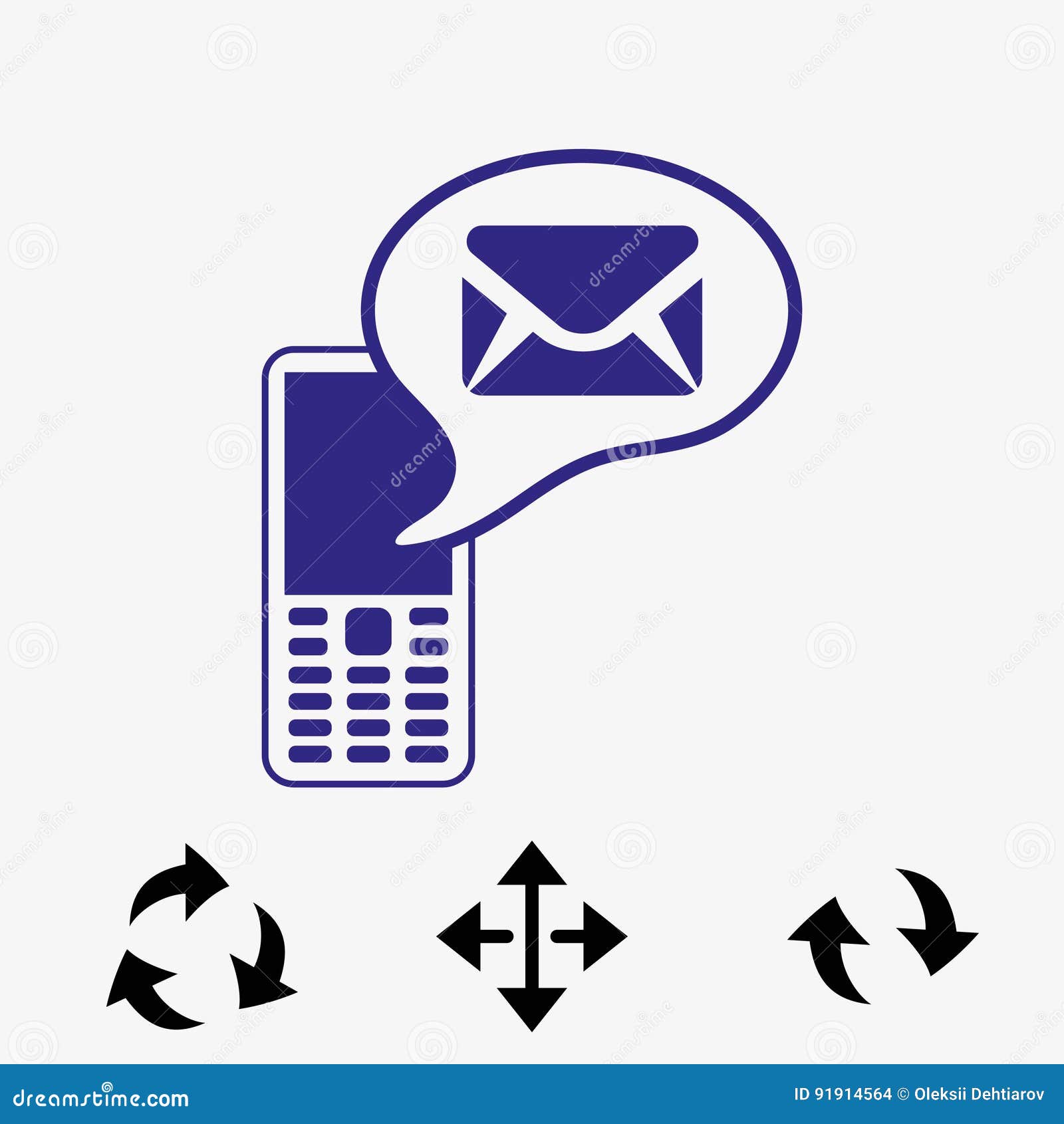 Phone Icon with Message Stock Vector Illustration Flat Design Stock ...