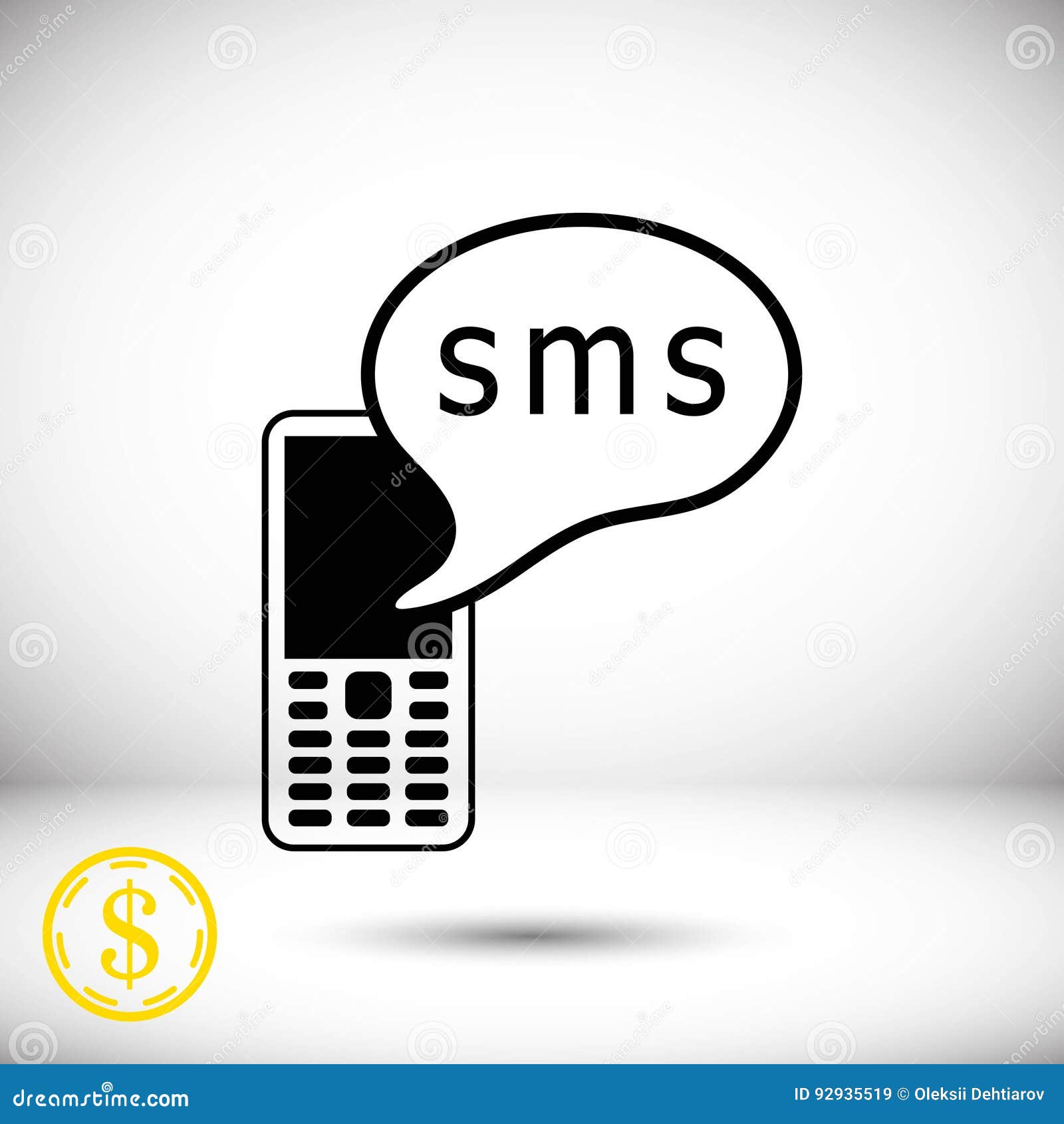 Phone Icon with Message Stock Vector Illustration Flat Design Stock ...