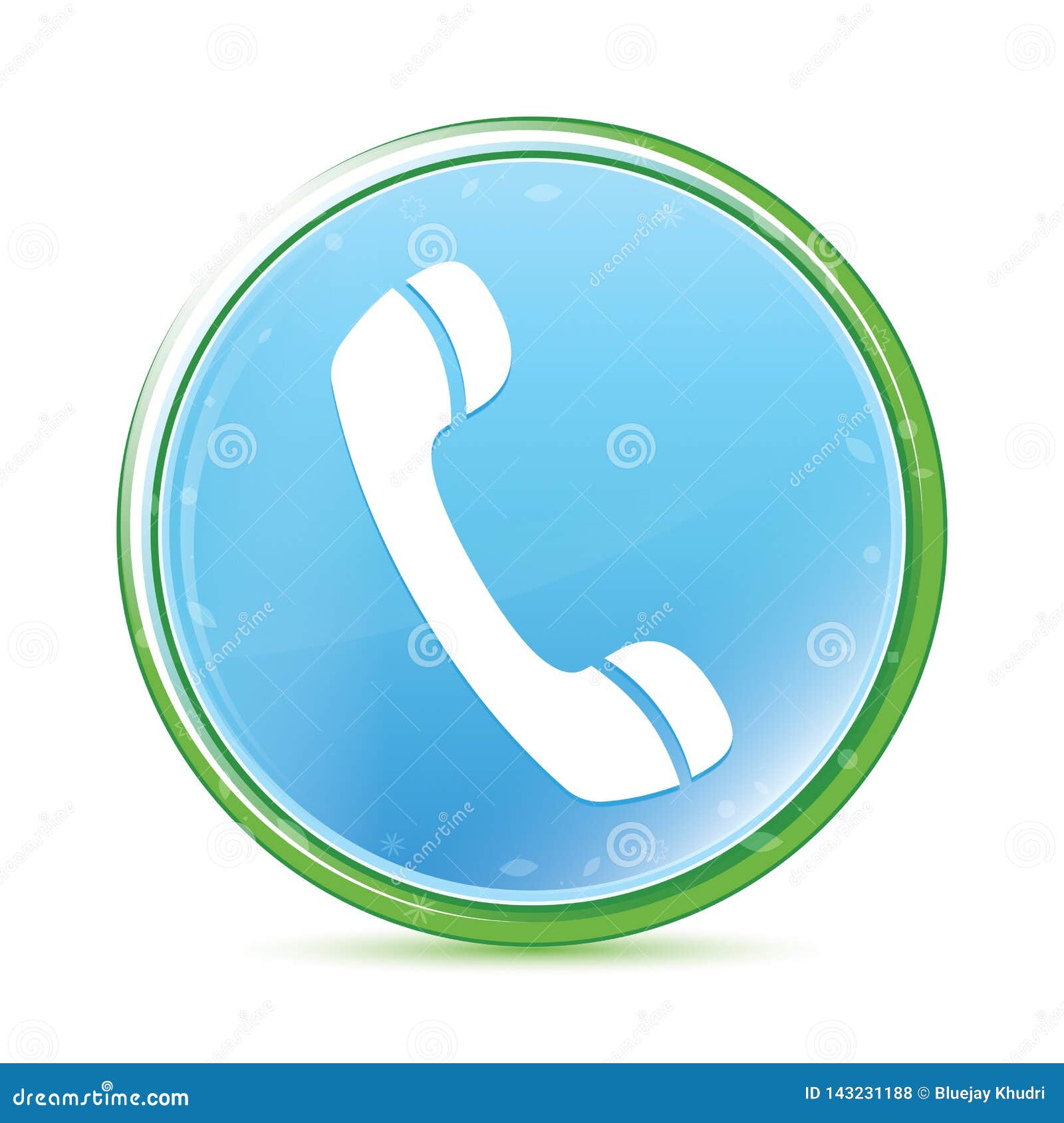 Phone Icon Natural Aqua Cyan Blue Round Button Stock Illustration ...