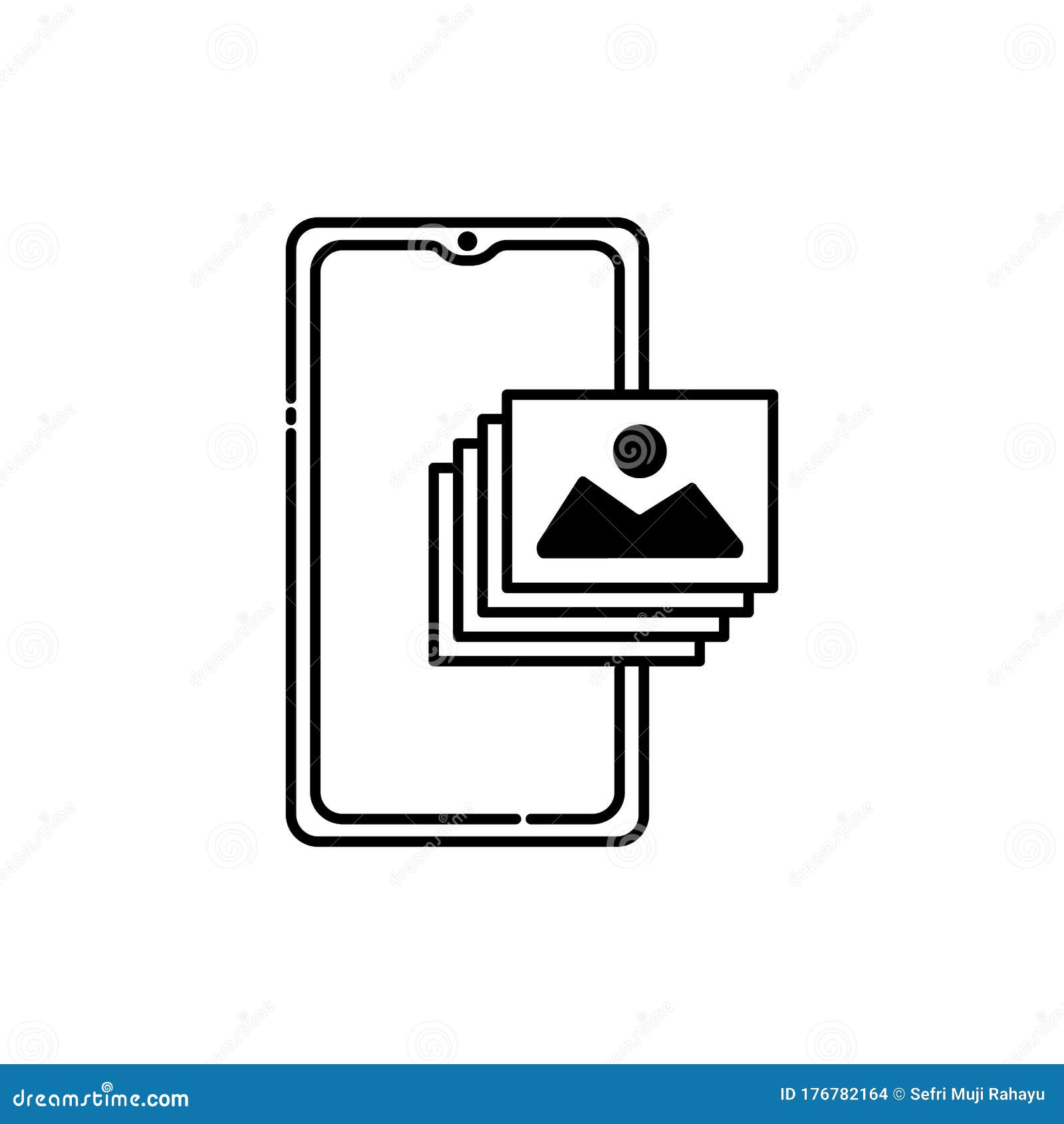 Phone Icon with Outline Style Stock Vector - Illustration of display ...