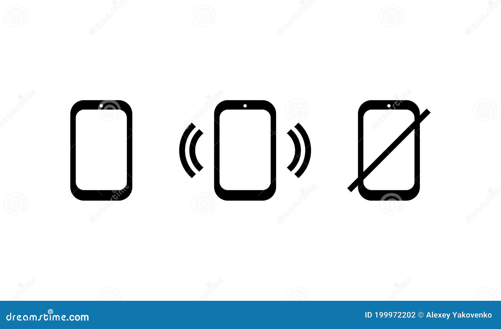 Phone Icon Set in Black. Calling Phone Sign. No Smartphone Sign. Vector ...