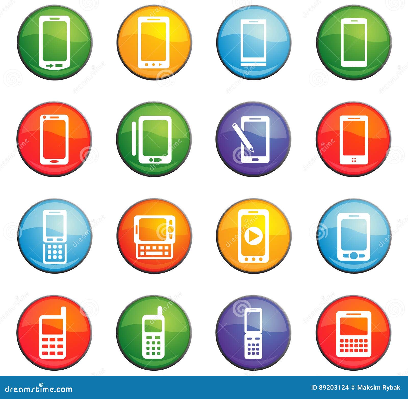 Phone icon set stock illustration. Illustration of phone - 89203124
